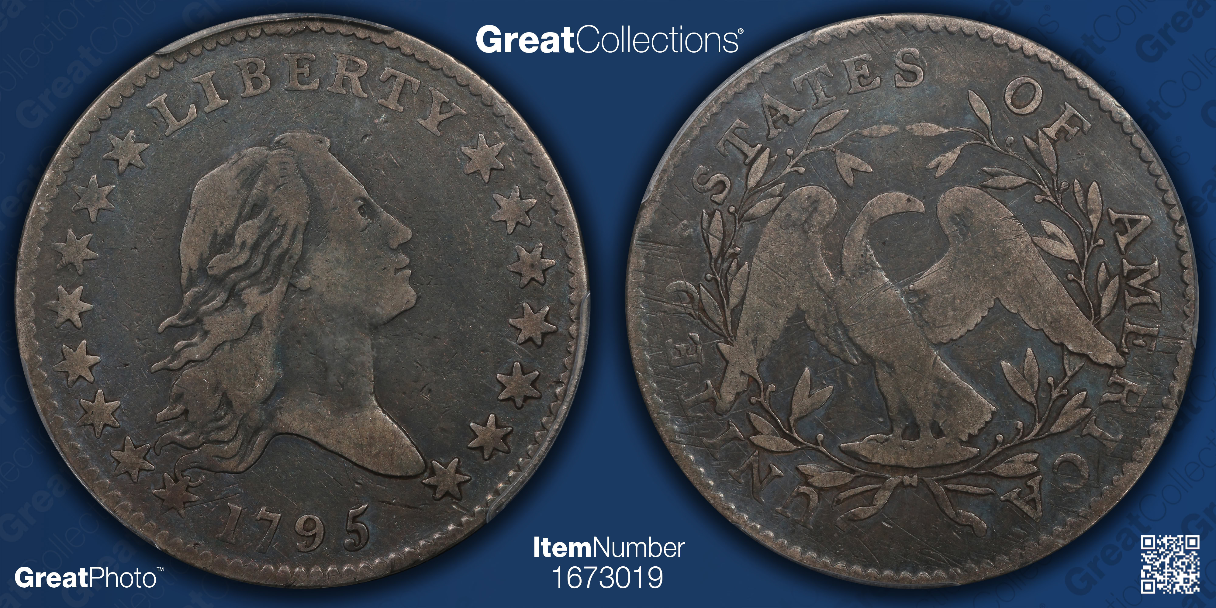 1795 Flowing Hair Half Dollar 2 Leaves PCGS F-15 (CAC Green) (Item 1673019) | GreatCollections ...