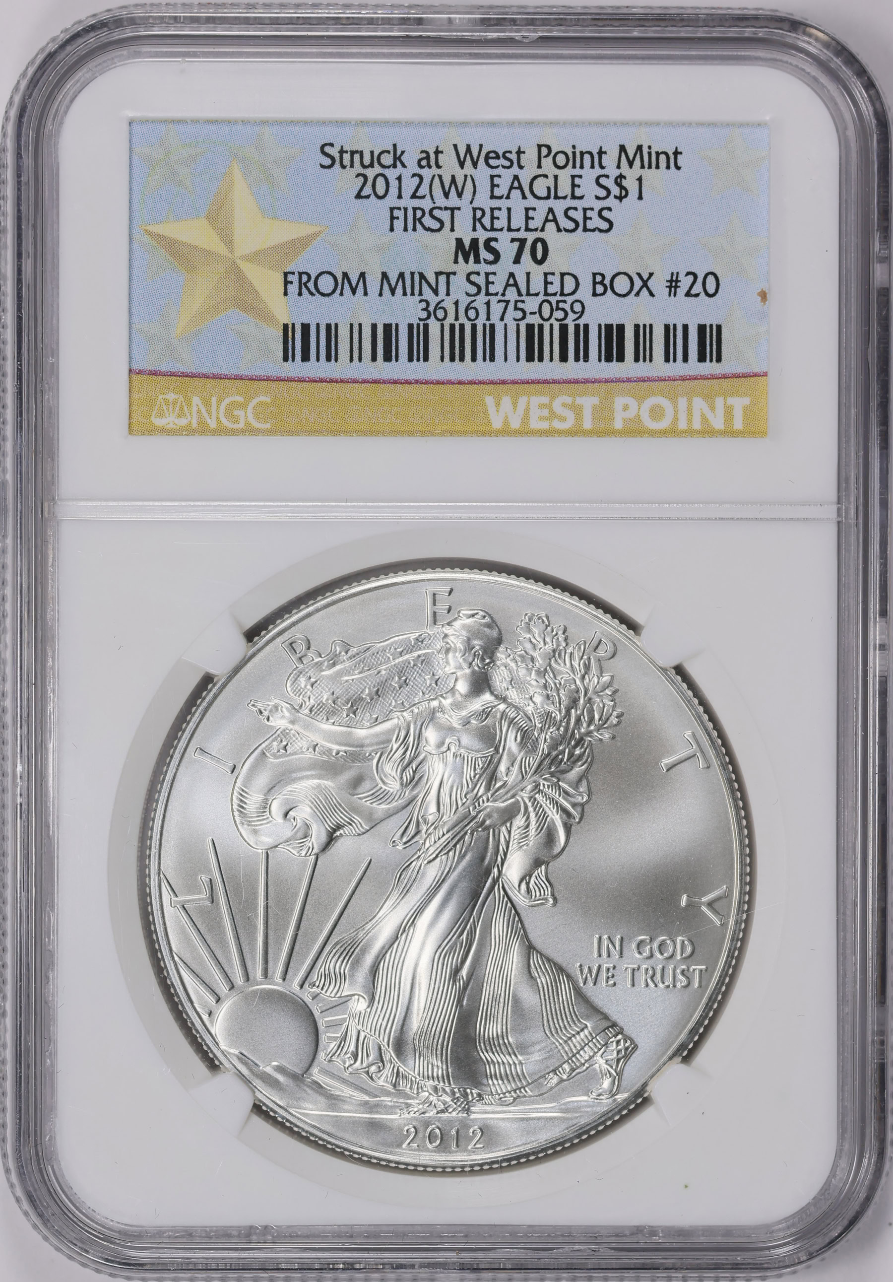 2012-(W) $1 Silver Eagle First Releases. Struck at West Point NGC MS-70 (West Point Star Label ...