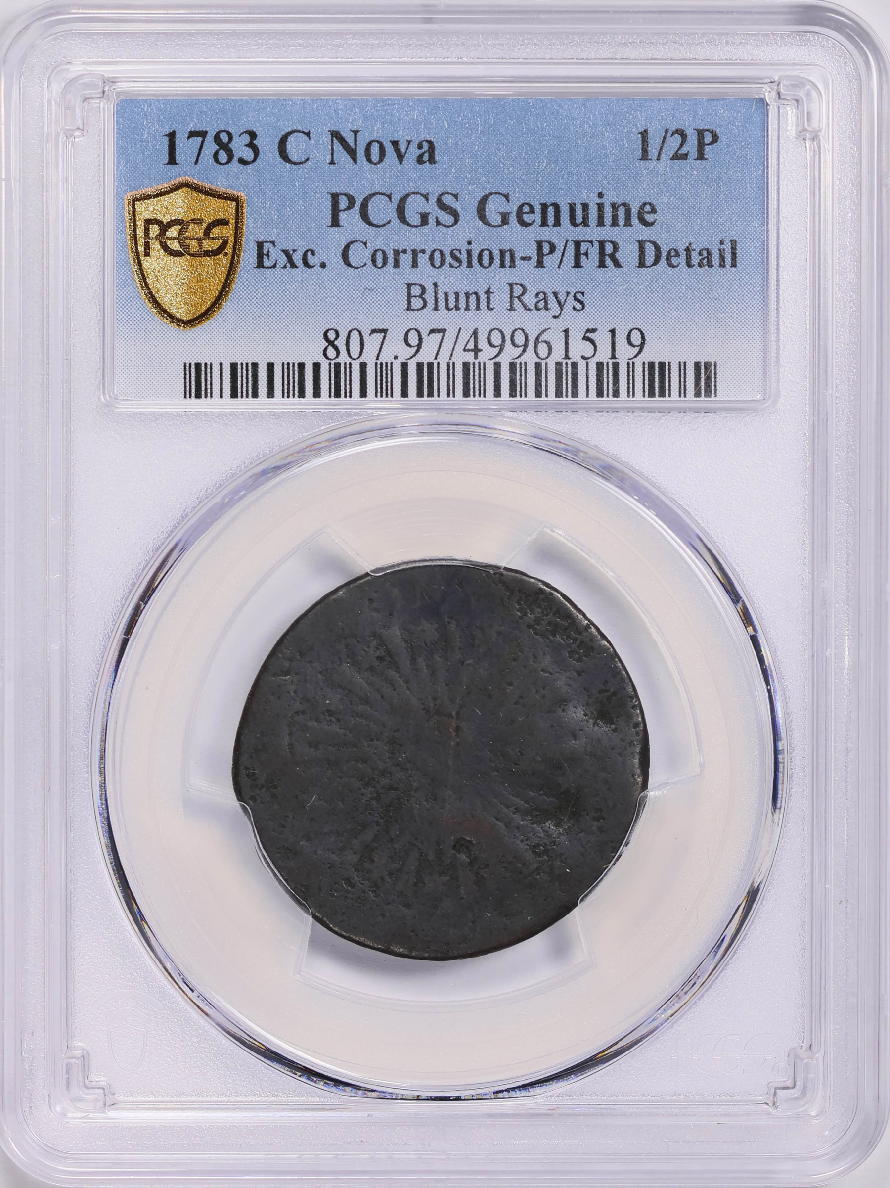 1783 Nova Constellatio 1/2 Penny Blunt Rays PCGS Genuine Poor/Fair ...