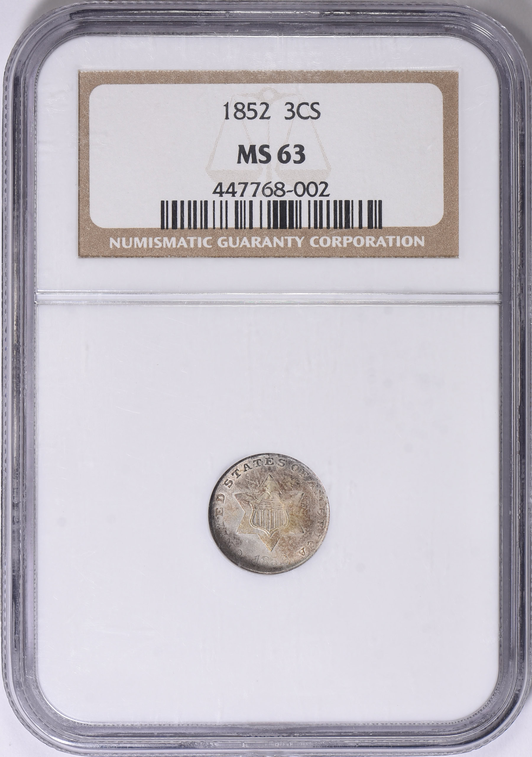 1852 Silver Three-Cent Piece NGC MS-63 (Item 1673453 ...
