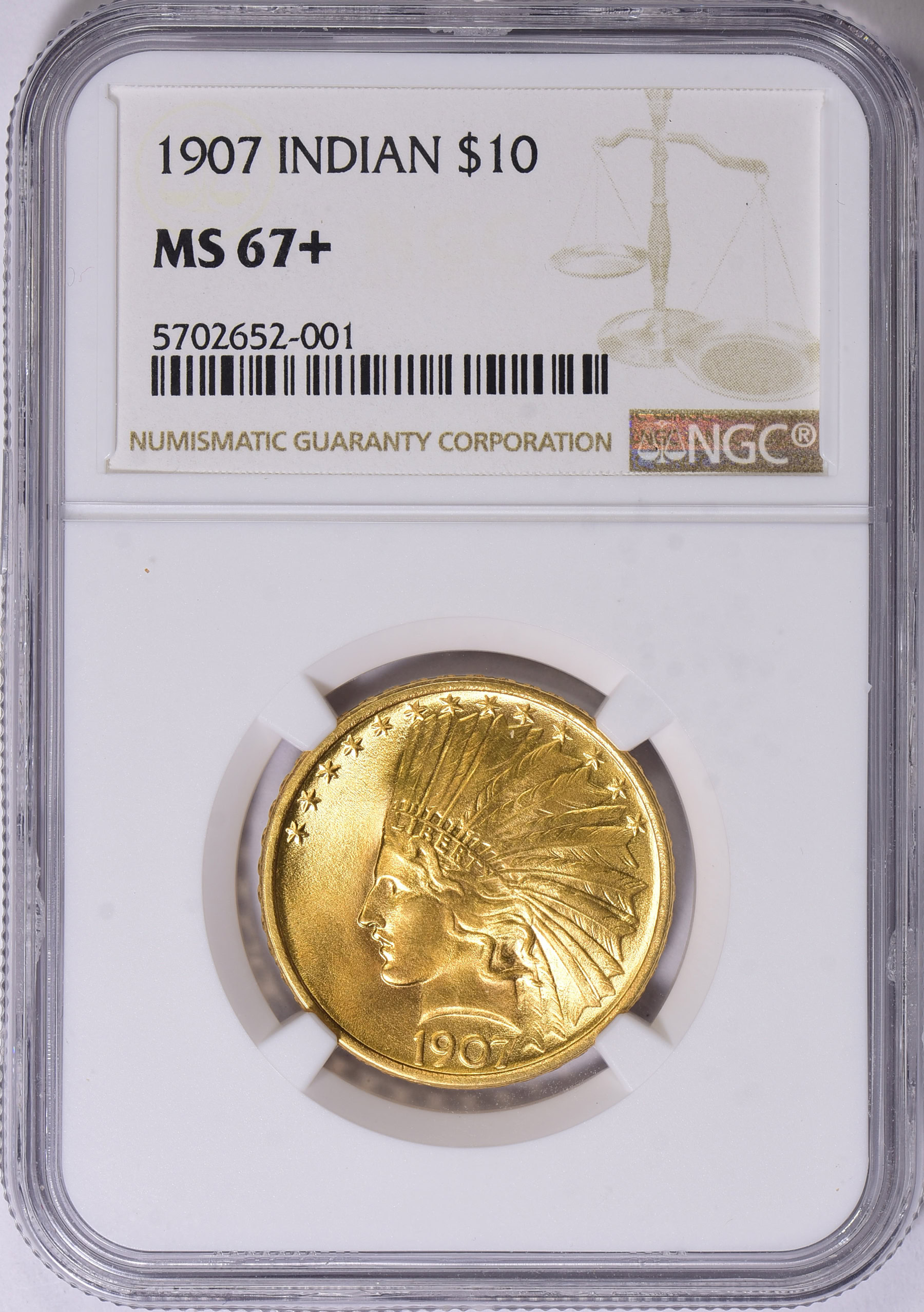 1907 Indian Gold Eagle NGC MS-67+ (Item 1673542) | GreatCollections ...