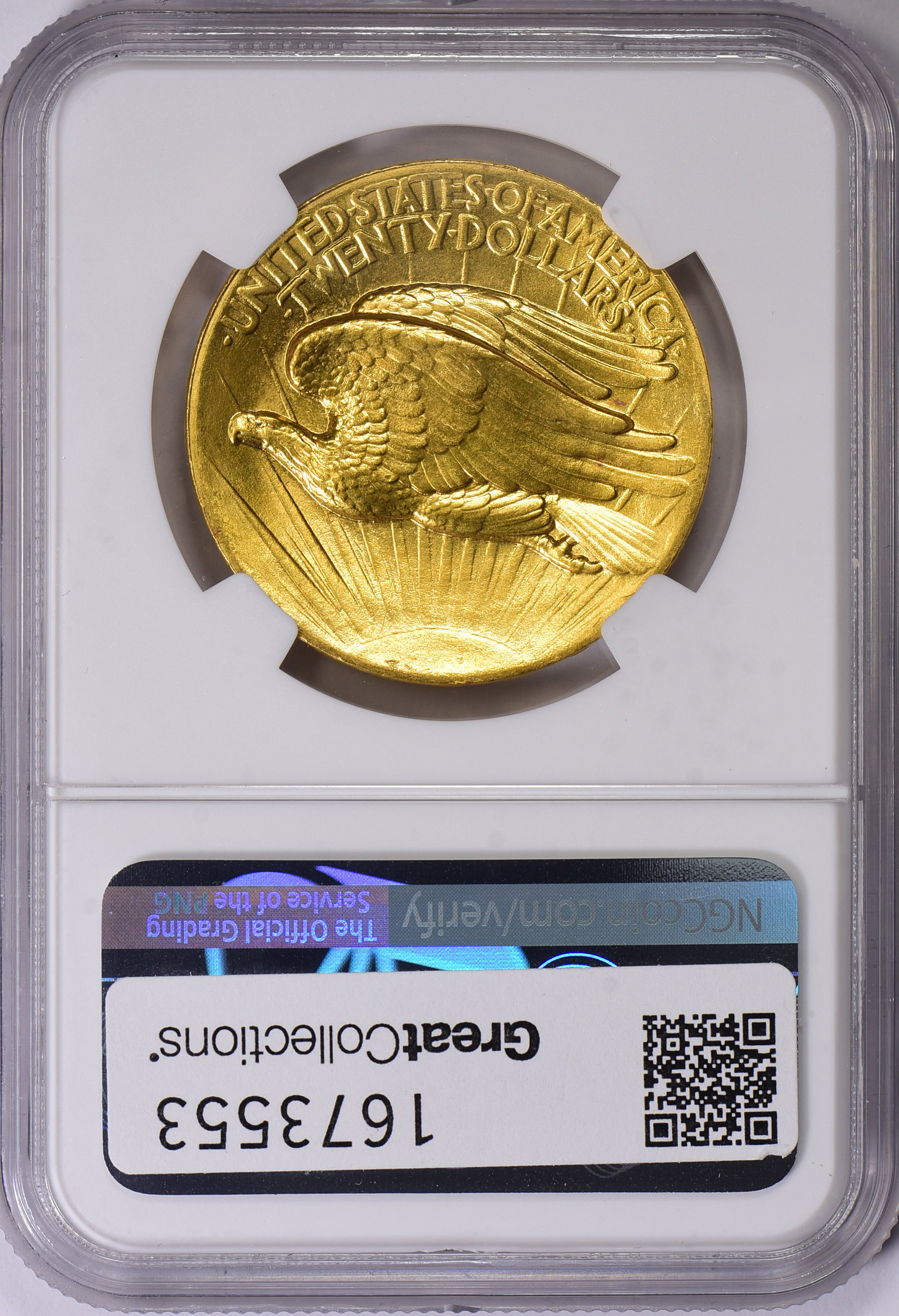 1907 Saint-Gaudens Gold Double Eagle MCMVII, High Relief, Flat Edge NGC MS-66 (Item 1673553 ...