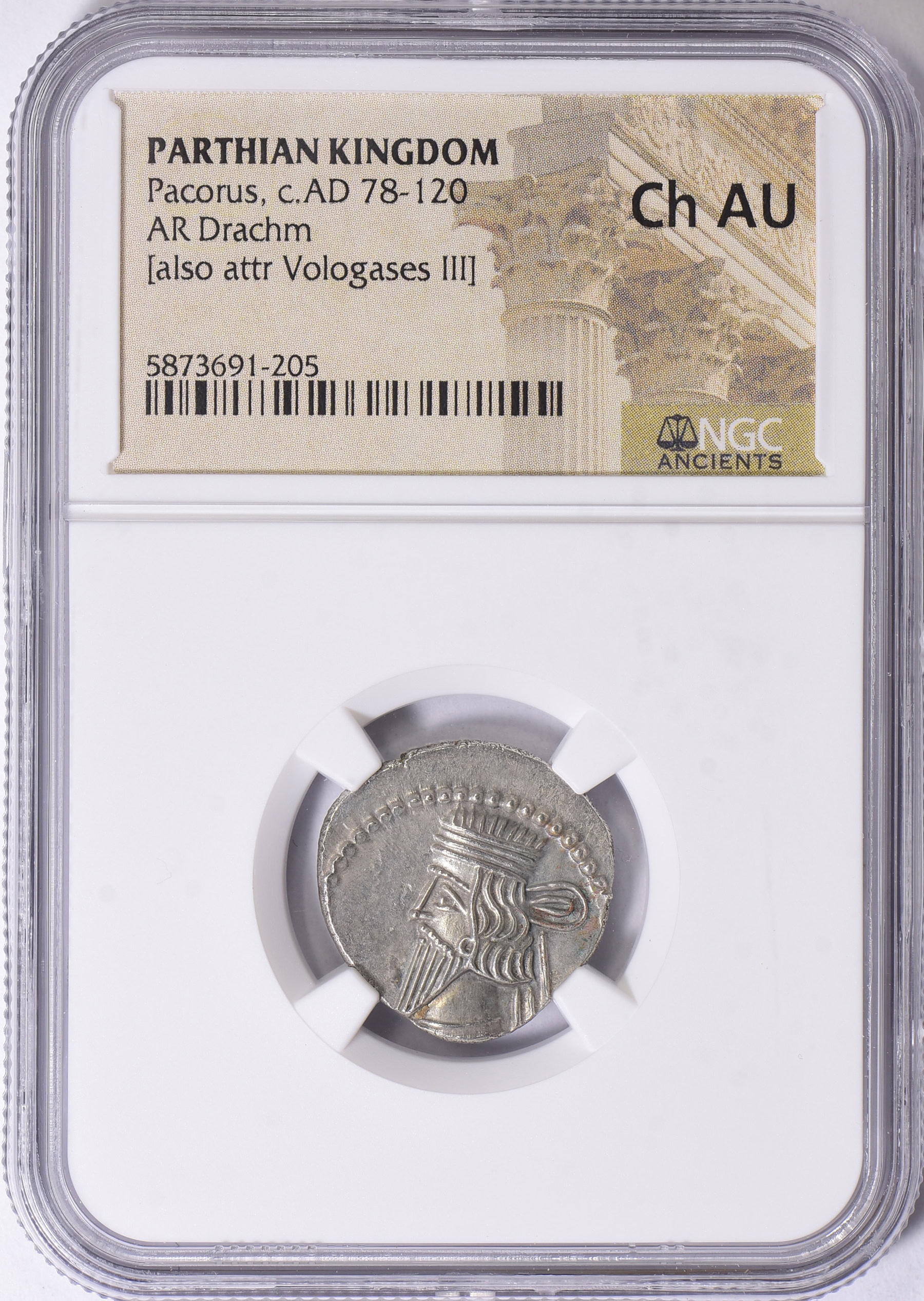Ancient Parthian Kingdom, Pacorus (c.A.D. 78-120) AR Drachm NGC Ch AU ...