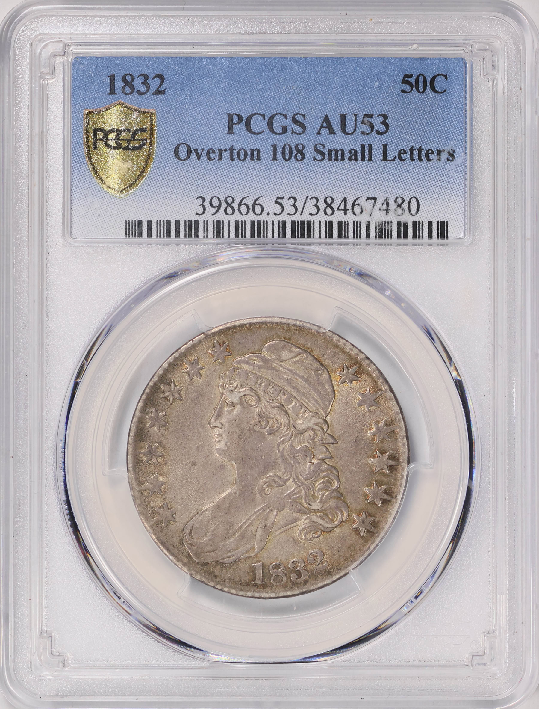 1832 Capped Bust Half Dollar Small Letters Overton 108 PCGS AU-53 (Item ...