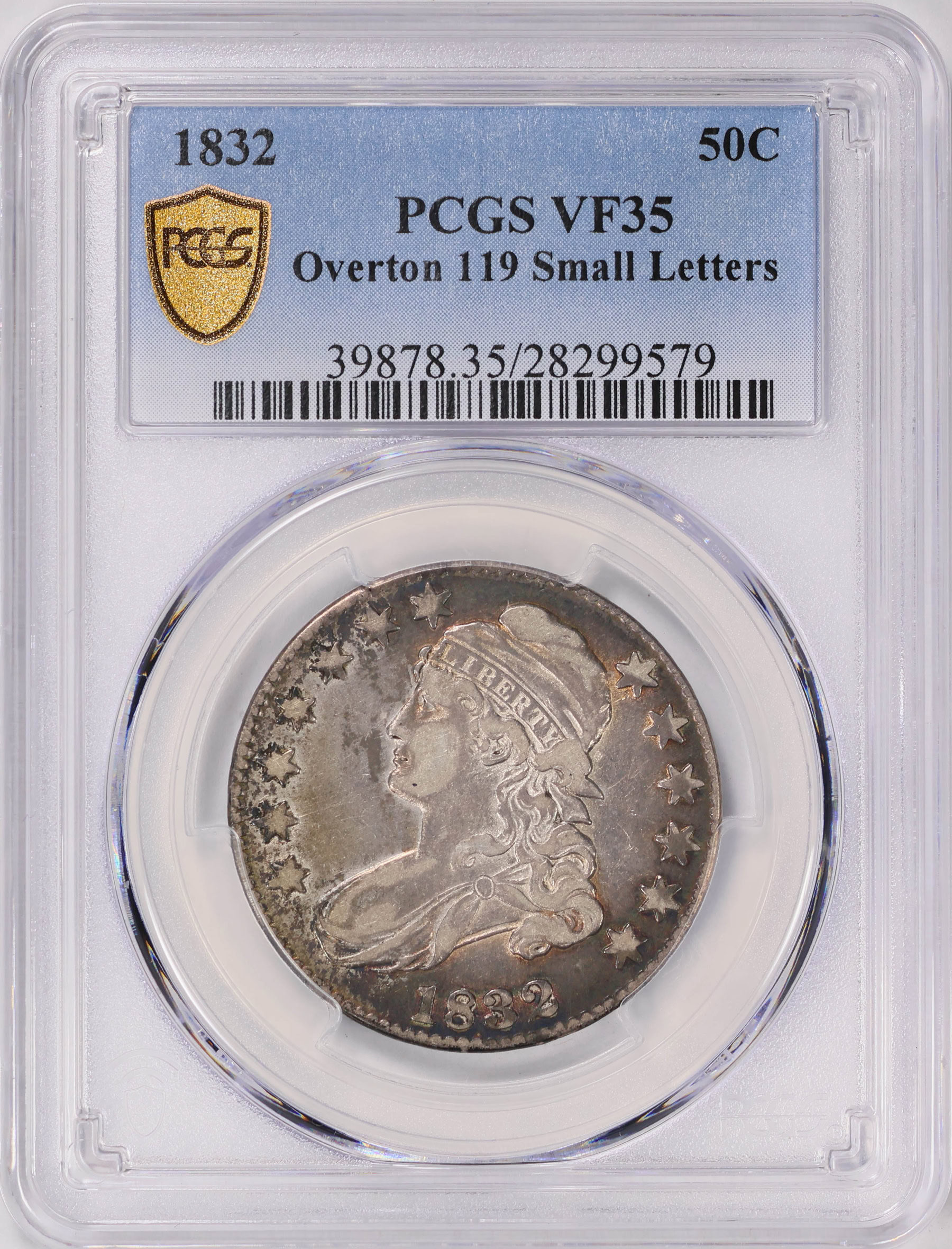 1832 Capped Bust Half Dollar Small Letters Overton 119 PCGS VF-35 ...