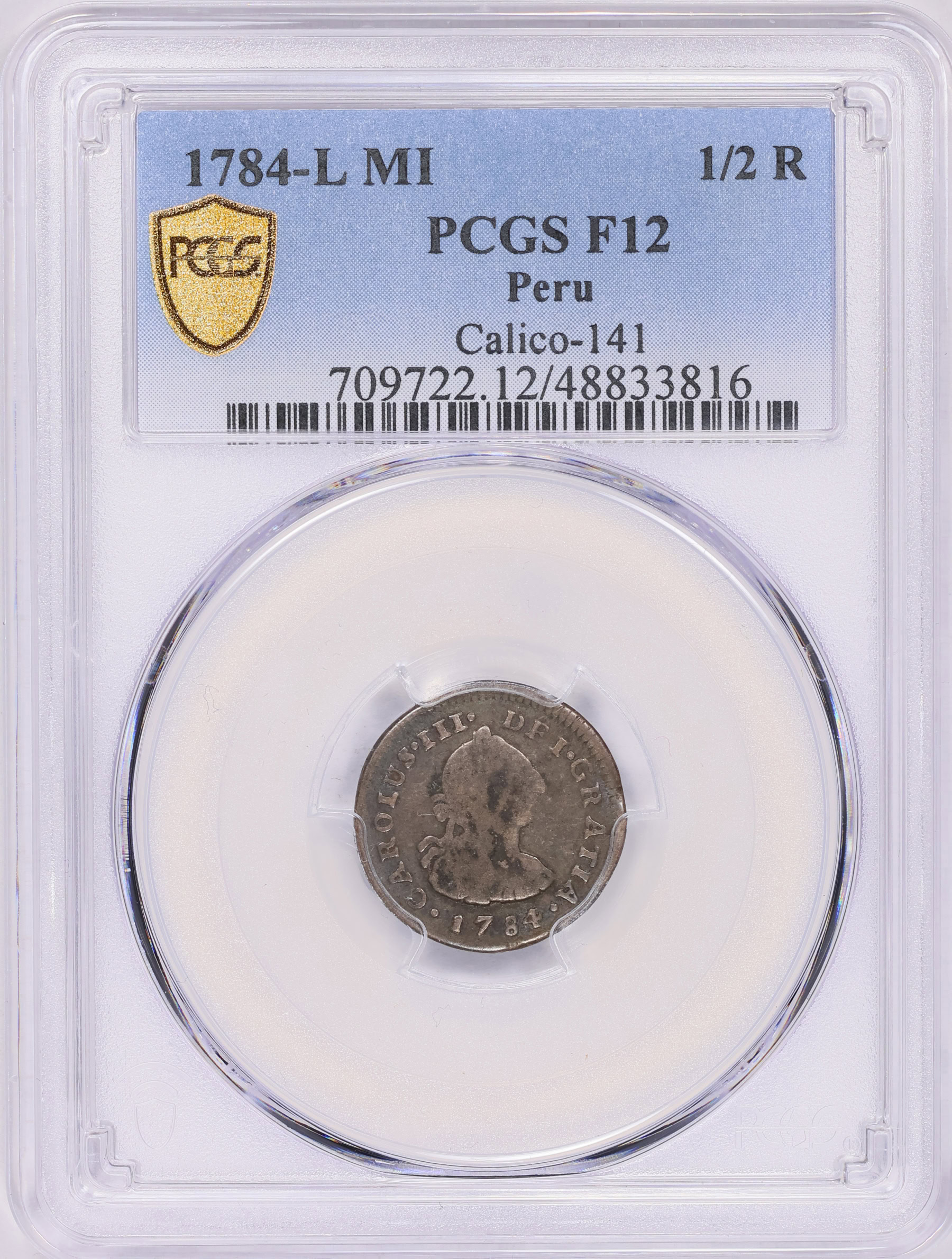 Peru 1784-LM MI Silver 1/2 Real KM-74 PCGS F-12 (Item 1673860) | GreatCollections Coin Auctions