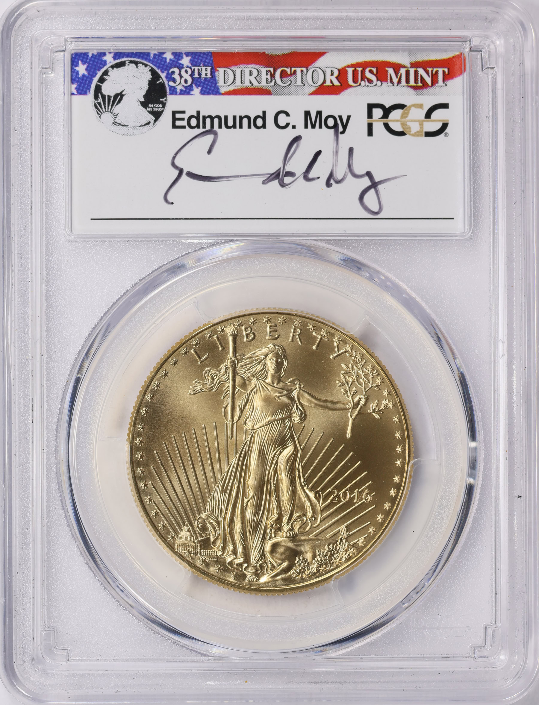 2016 $50 One-Ounce Gold American Eagle 30th Anniversary First Strike PCGS MS-70 (Moy Signed ...