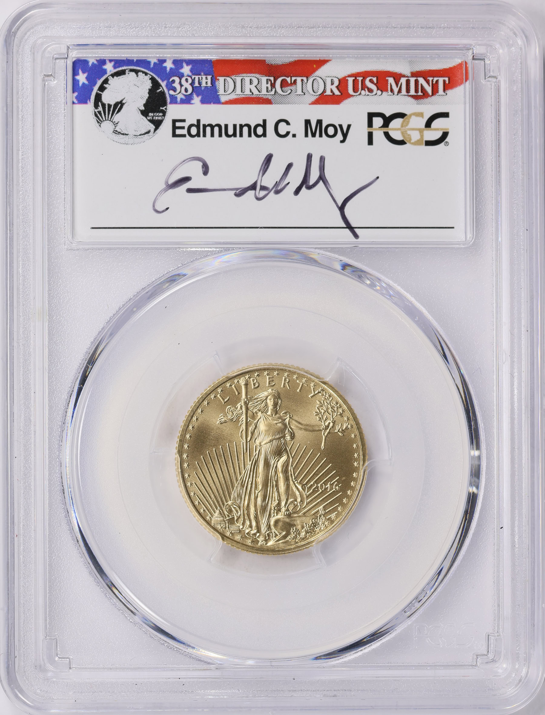 2016 $10 Quarter-Ounce Gold American Eagle 30th Anniversary First Strike PCGS MS-70 (Moy Signed ...