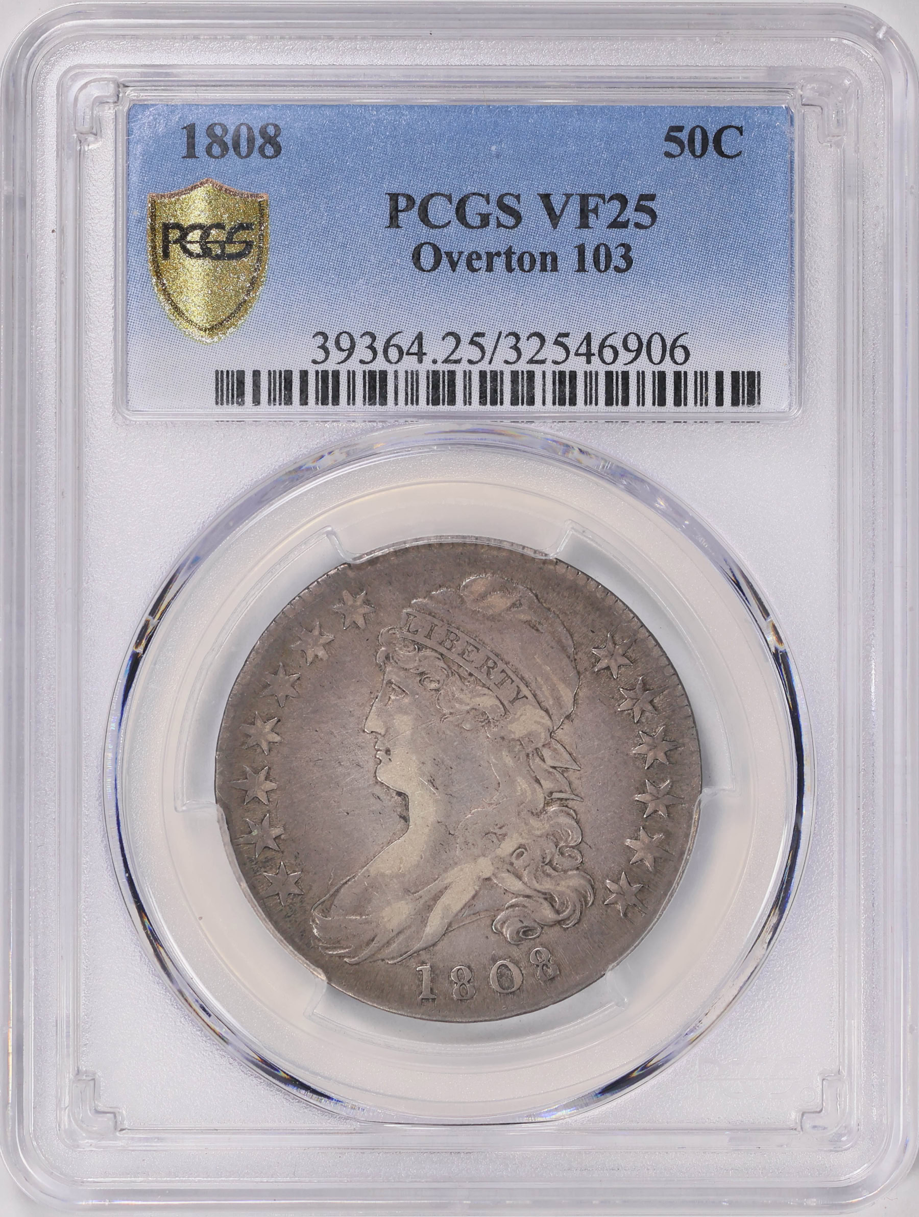1808 Capped Bust Half Dollar Overton 103 PCGS VF-25 (Item 1674008 ...