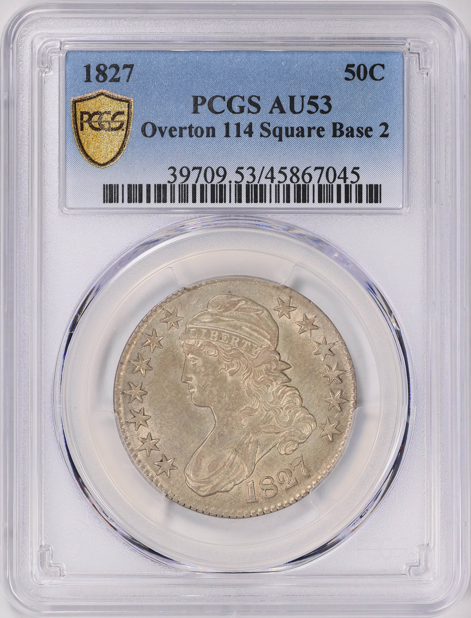 1827 Capped Bust Half Dollar Square Base 2 Overton 114 PCGS AU-53 (Item ...