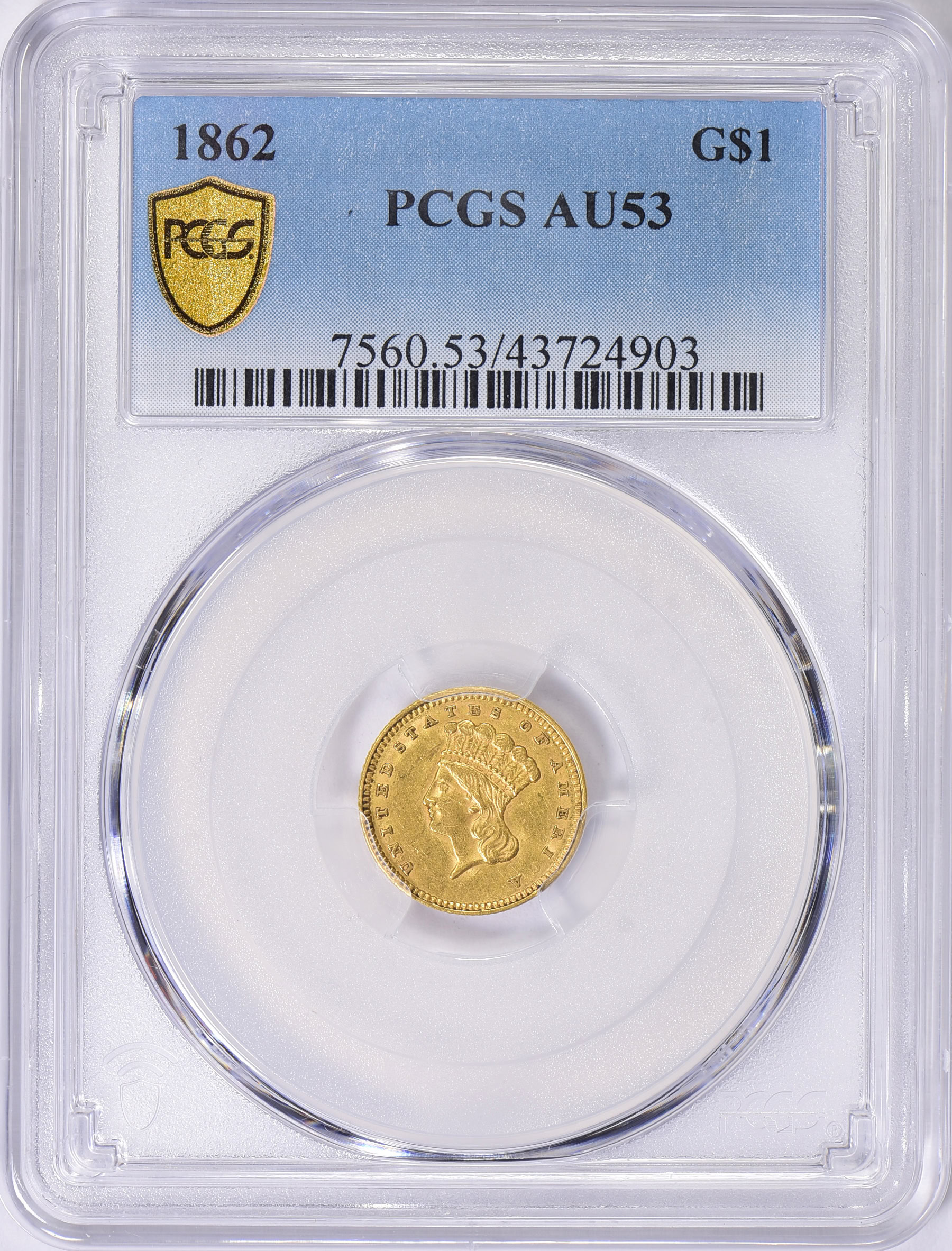 1862 Indian Princess Gold Dollar PCGS AU-53 (Item 1674131 ...