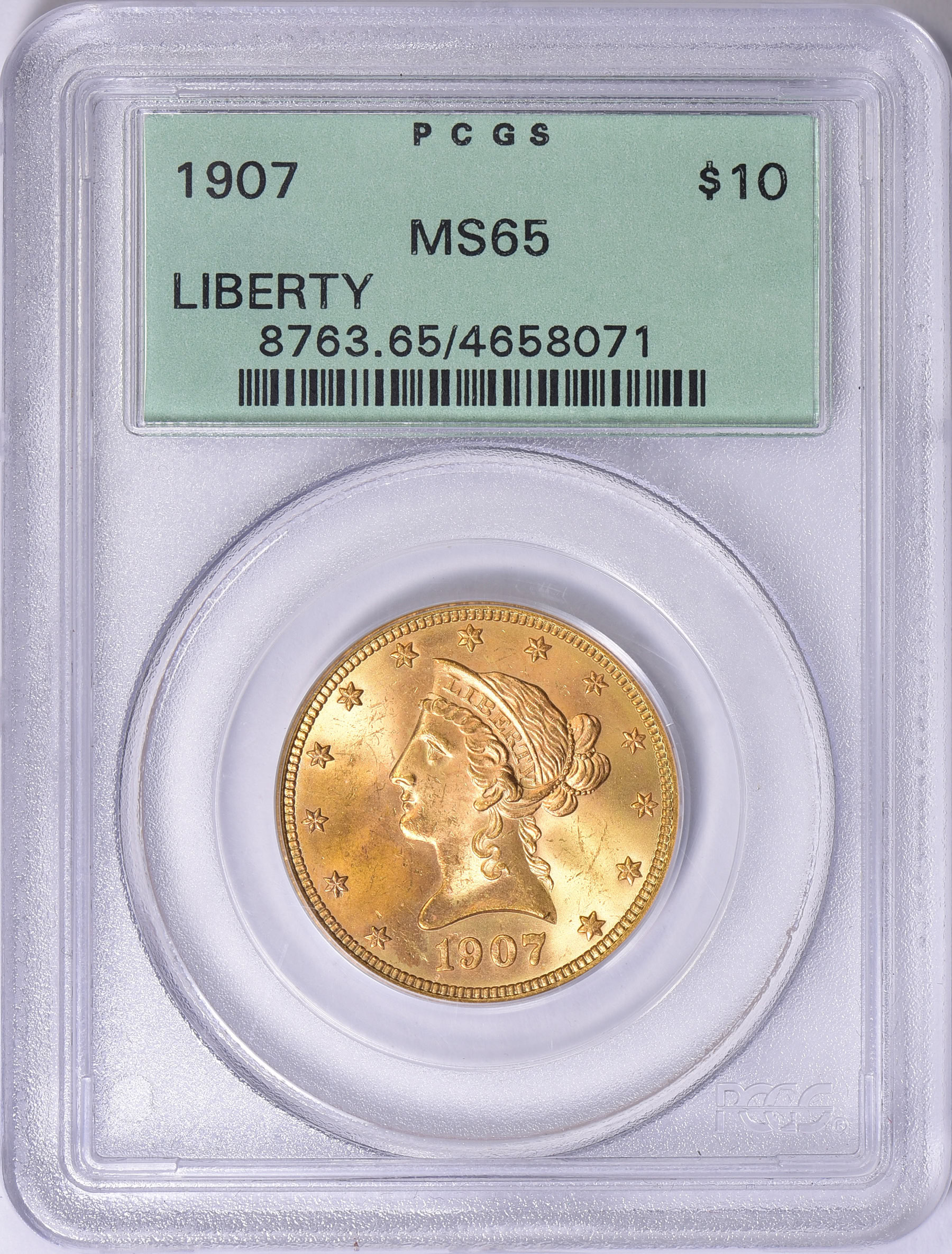 1907 Liberty Gold Eagle PCGS MS-65 OGH (Item 1674282) | GreatCollections Coin Auctions