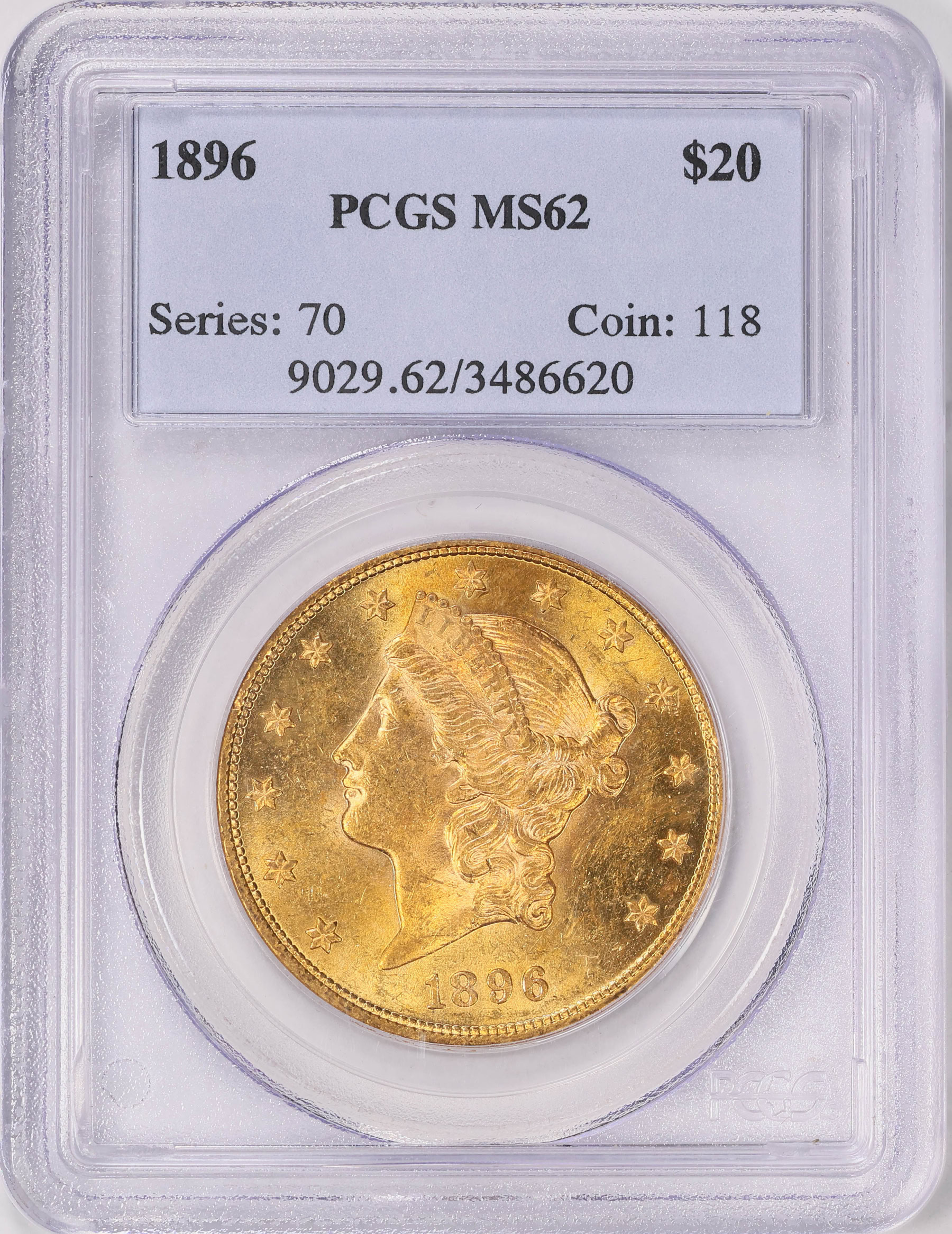 1896 Liberty Gold Double Eagle PCGS MS-62 (Item 1674309) | GreatCollections Coin Auctions