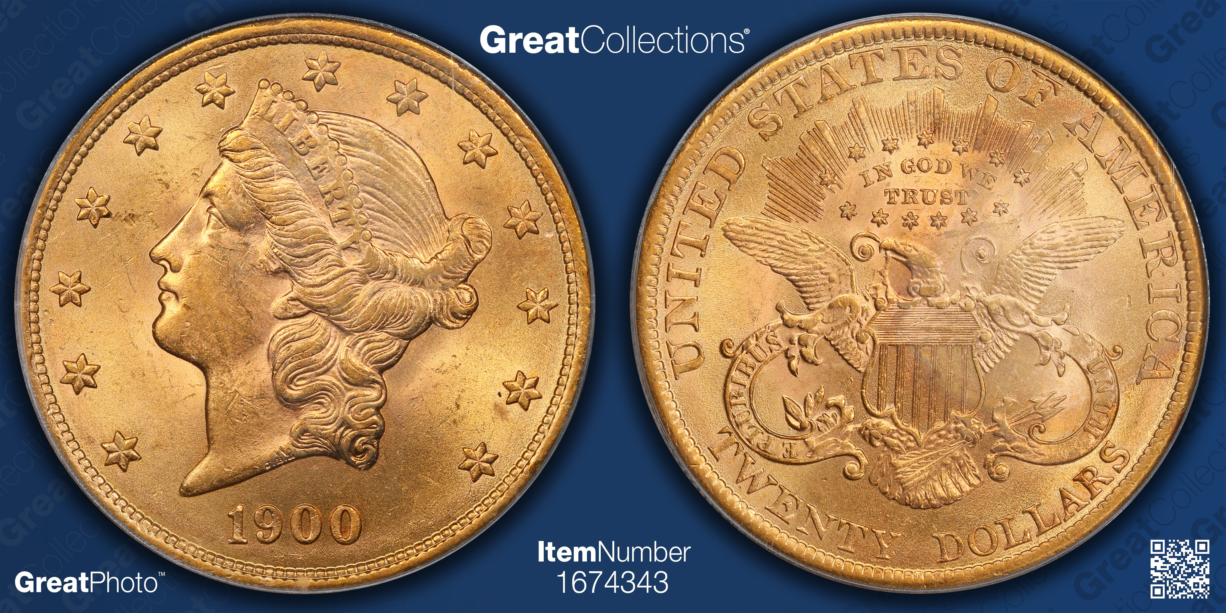 1900 Liberty Gold Double Eagle PCGS MS-62 (Item 1674343 ...