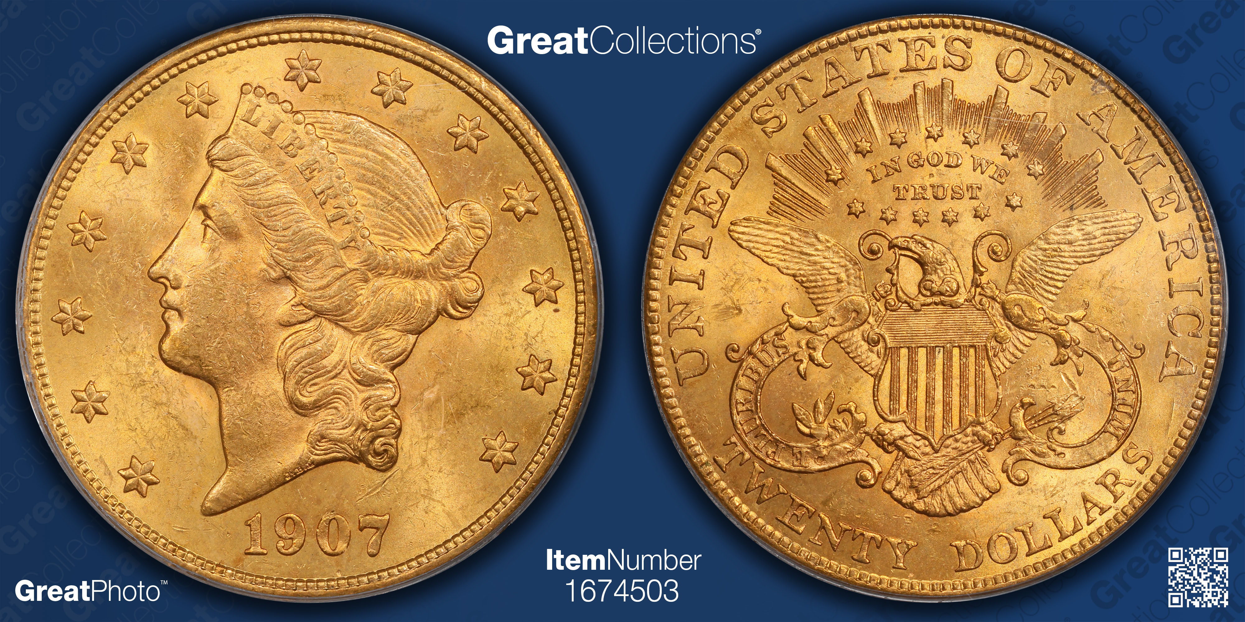 1907 Liberty Gold Double Eagle PCGS MS-62 (Item 1674503 ...
