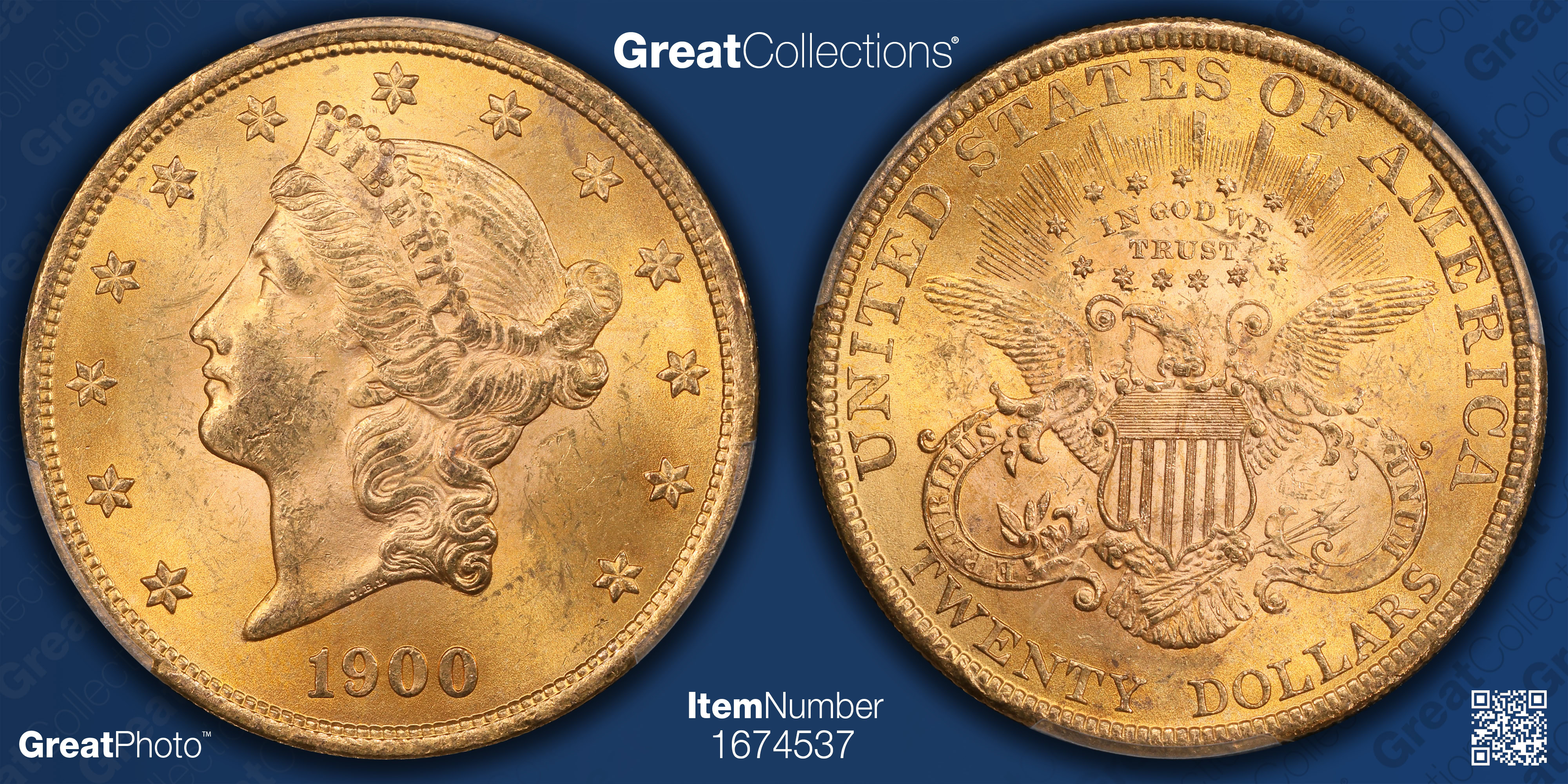 1900 Liberty Gold Double Eagle PCGS MS-63+ (Item 1674537 ...