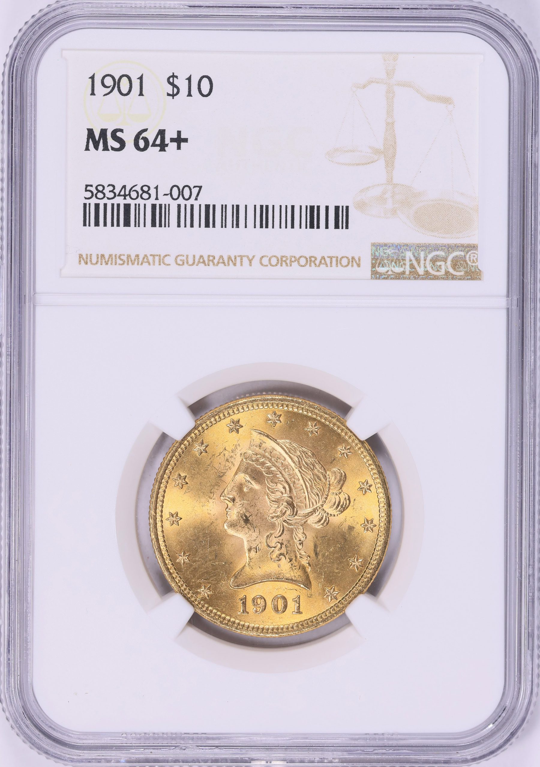 1901 Liberty Gold Eagle NGC MS-64+ (Item 1674563) | GreatCollections ...