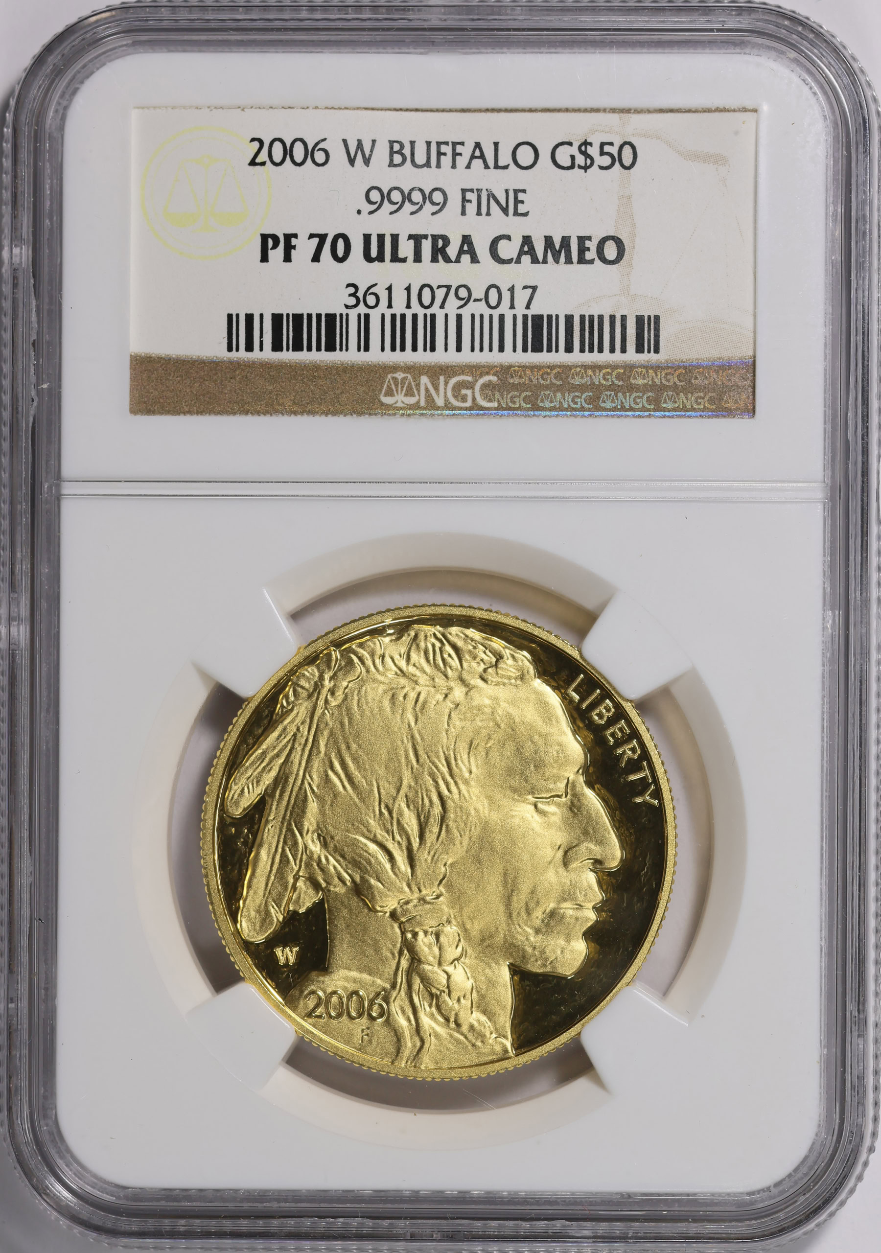2006-W $50 One-Ounce Gold American Buffalo NGC Proof-70 UC (Item 1674729) | GreatCollections ...