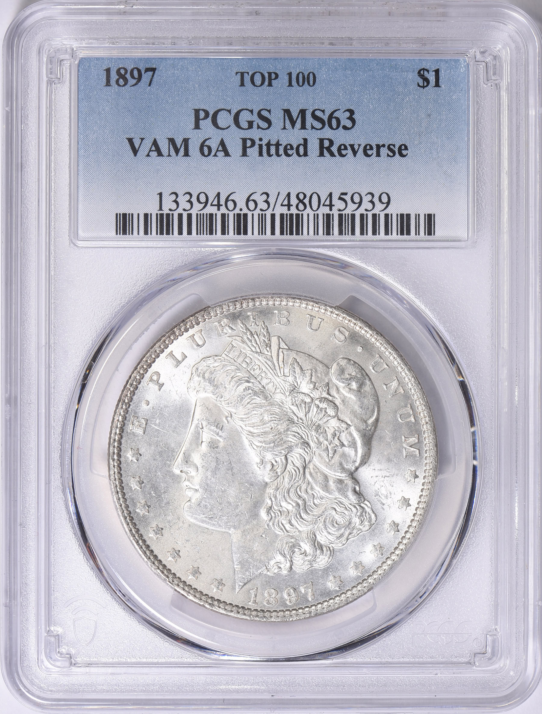 1897 Morgan Silver Dollar Pitted Reverse VAM-6A Top 100 PCGS MS-63 (Item 1674790 ...