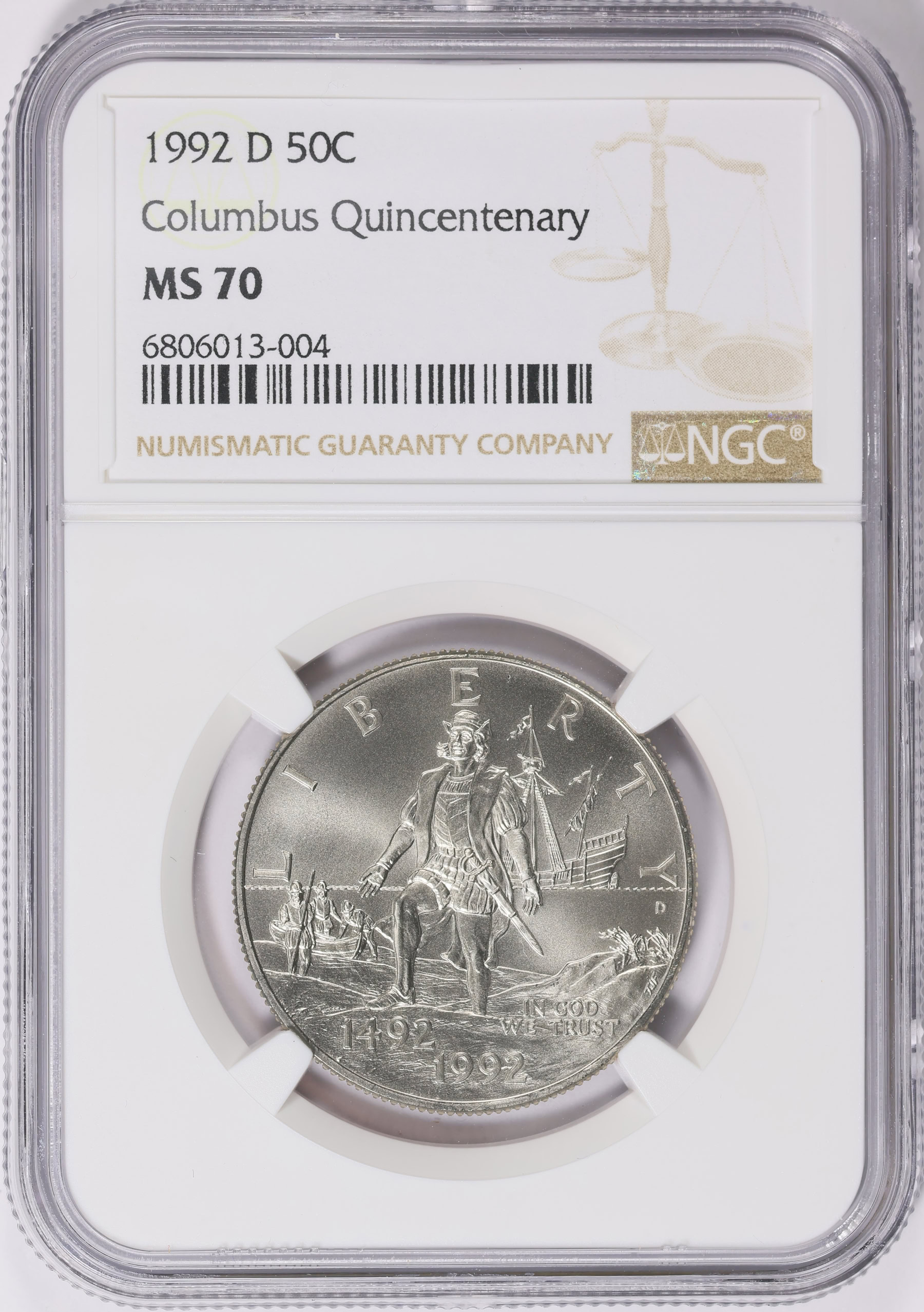 1992-D Christopher Columbus Quincentenary Half Dollar NGC MS-70 (Item ...