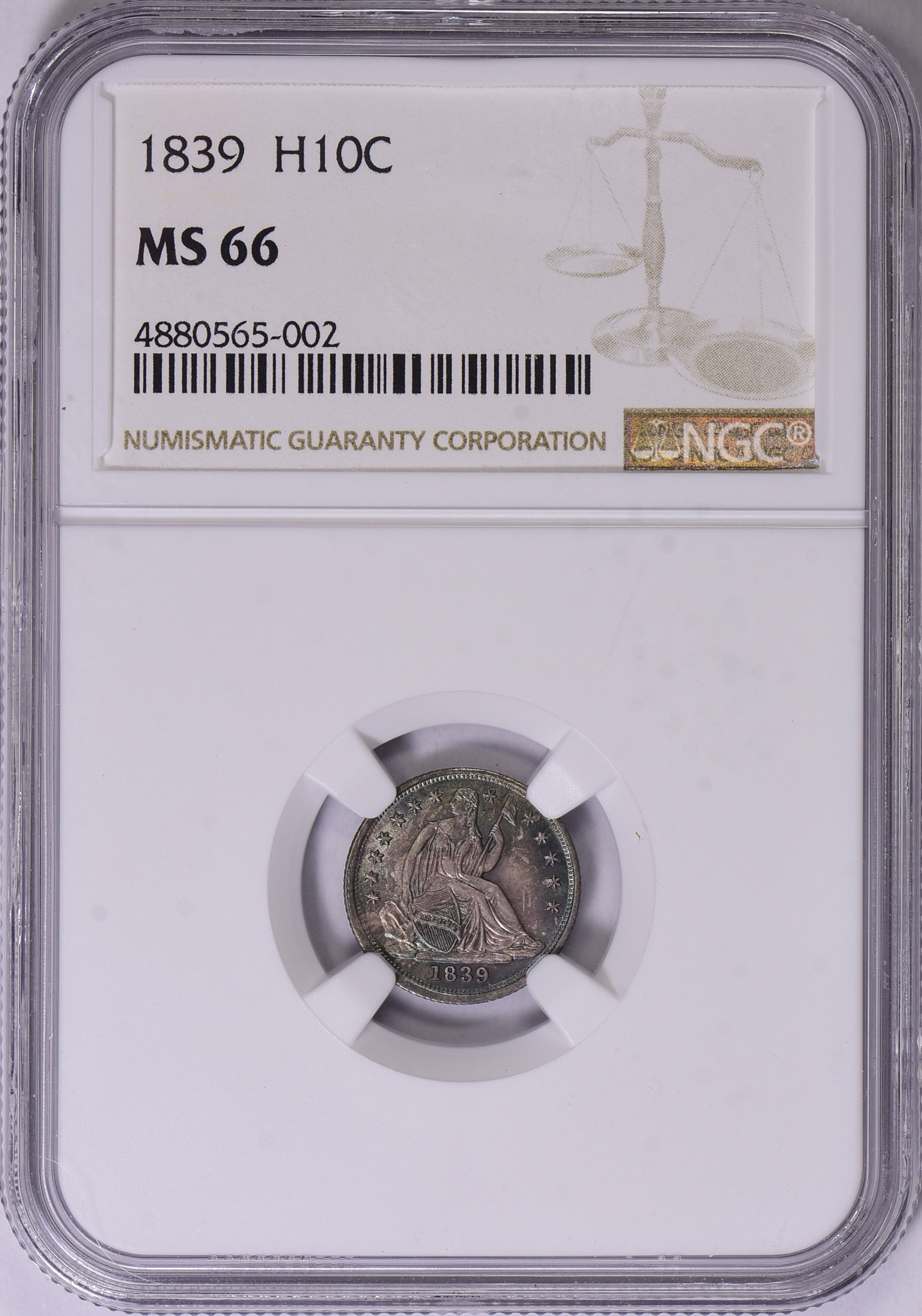 1839 Seated Liberty Half Dime No Drapery NGC MS-66 (Toned) (Item 1674931) | GreatCollections ...
