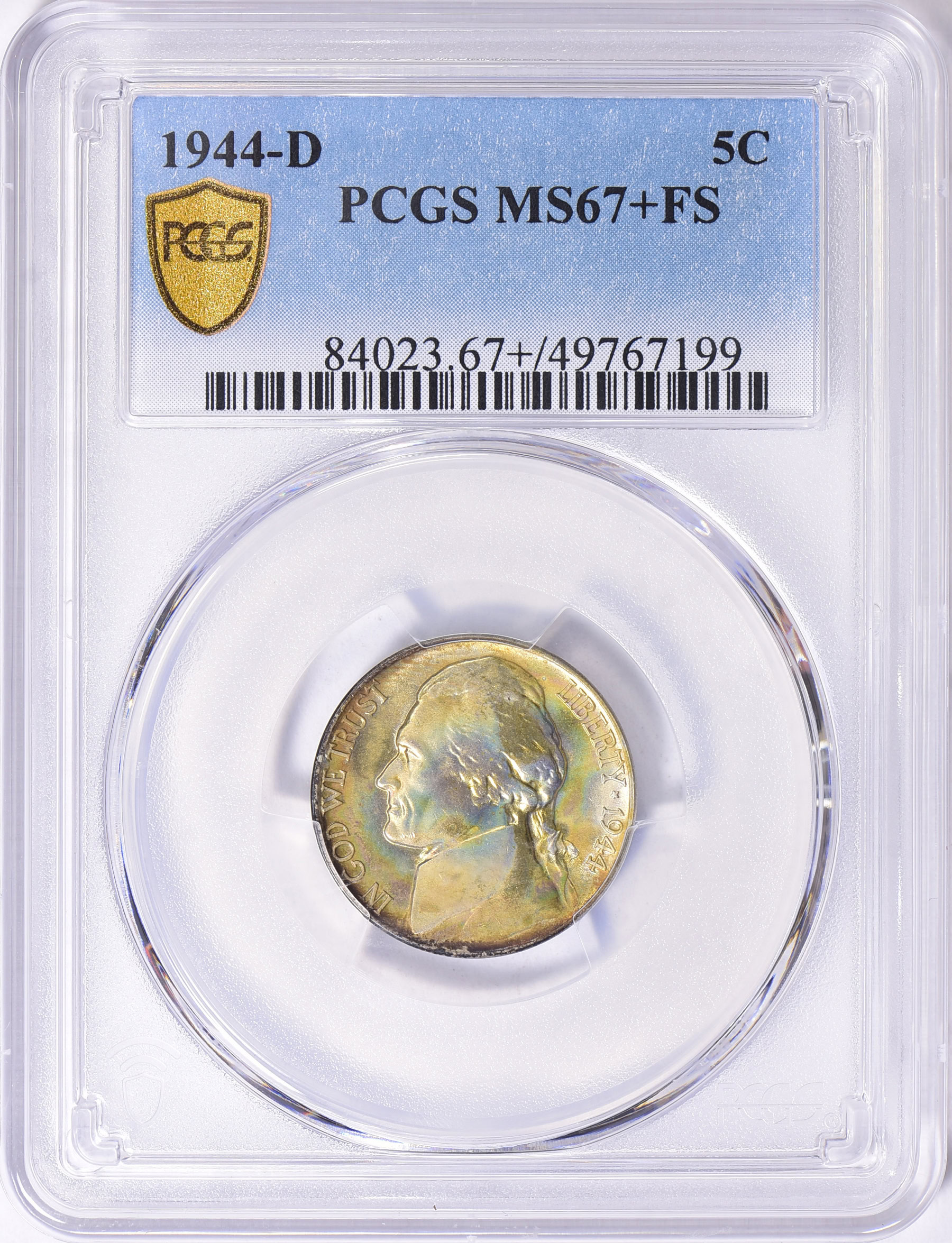 1944-D Jefferson Nickel PCGS MS-67+ FS (Item 1674959) | GreatCollections Coin Auctions