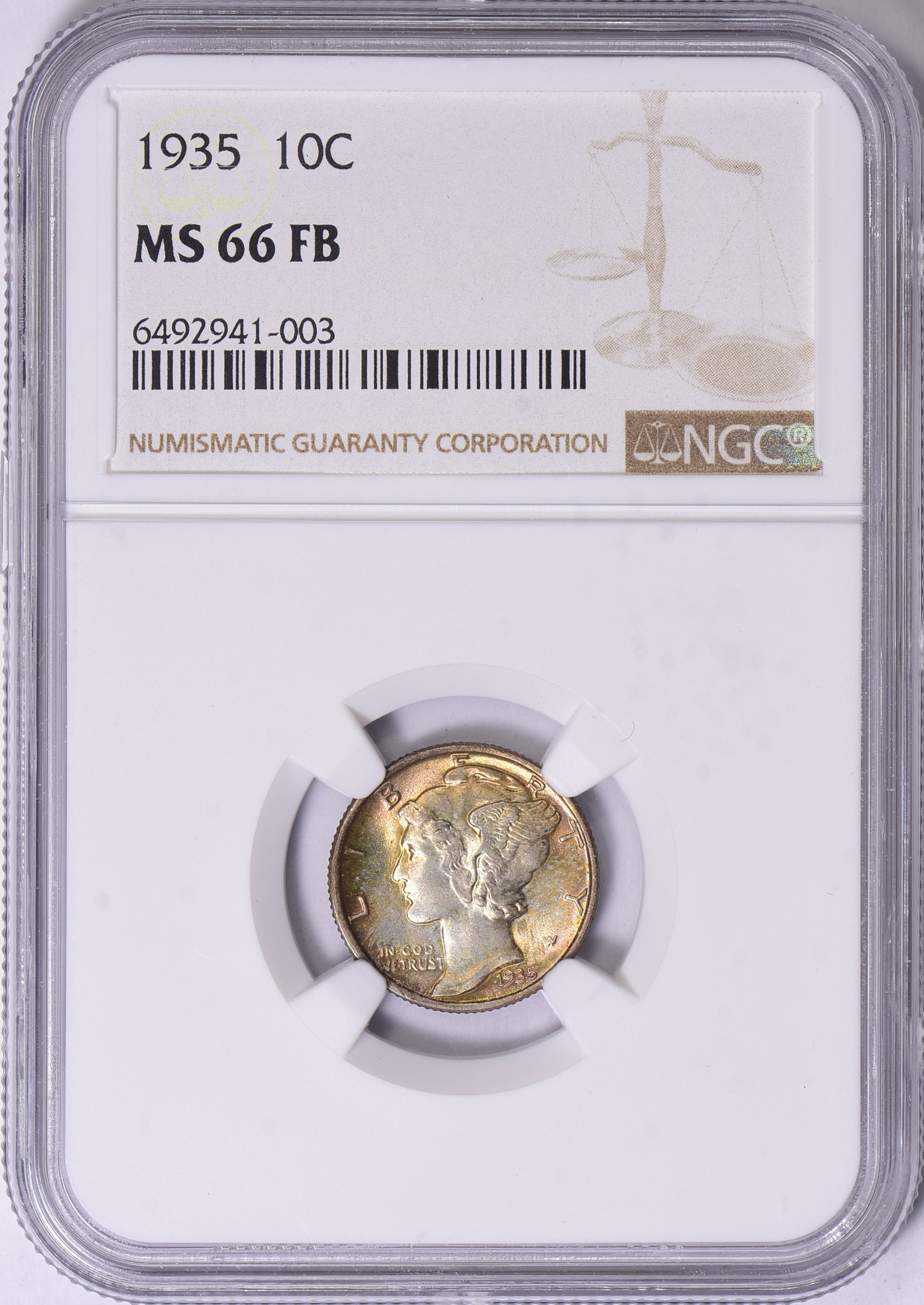 1935 Mercury Dime NGC MS-66 FB (Toned) (Item 1675005) | GreatCollections Coin Auctions