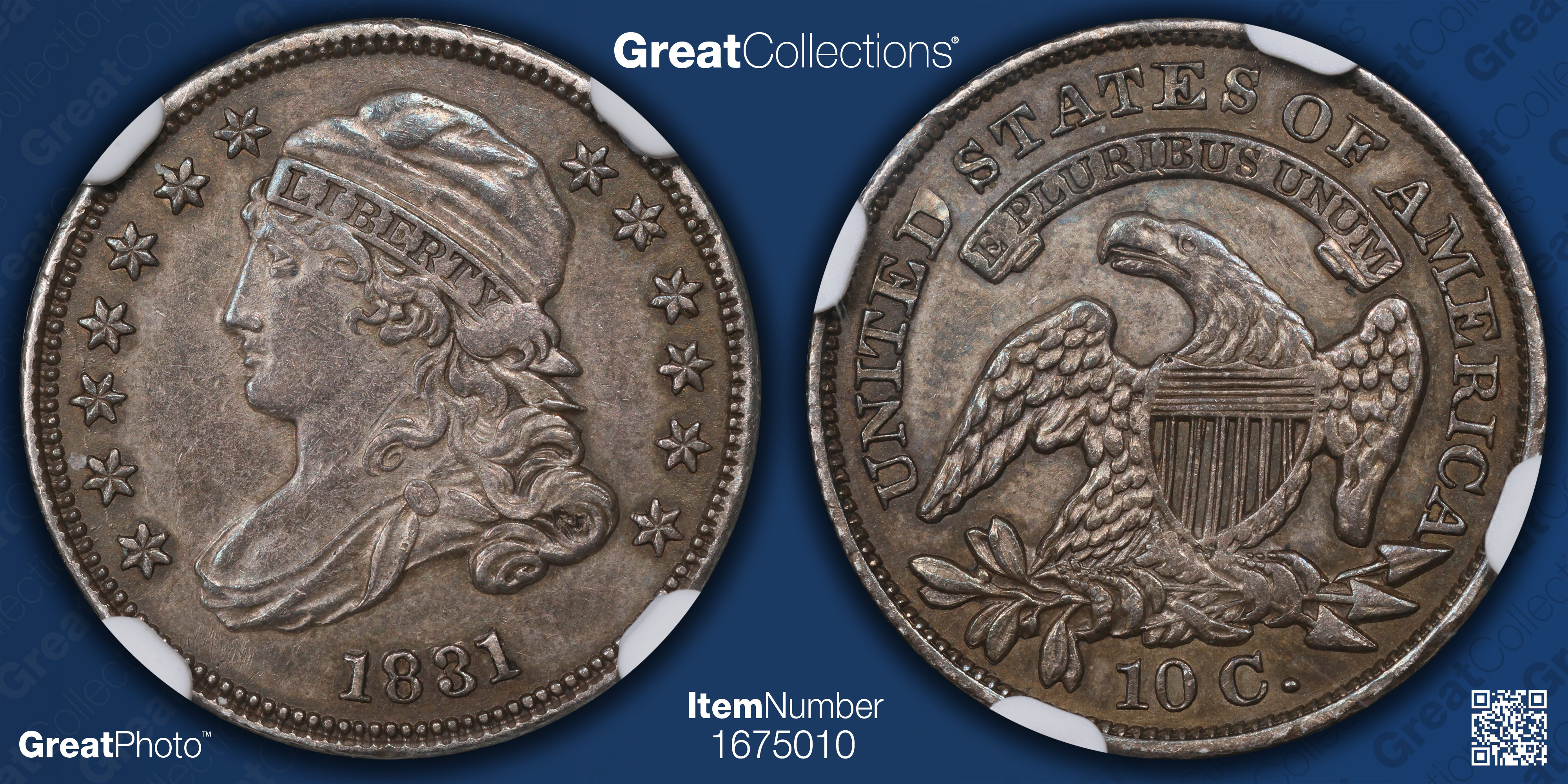 1831 Capped Bust Dime NGC AU-53 (Item 1675010) | GreatCollections Coin ...