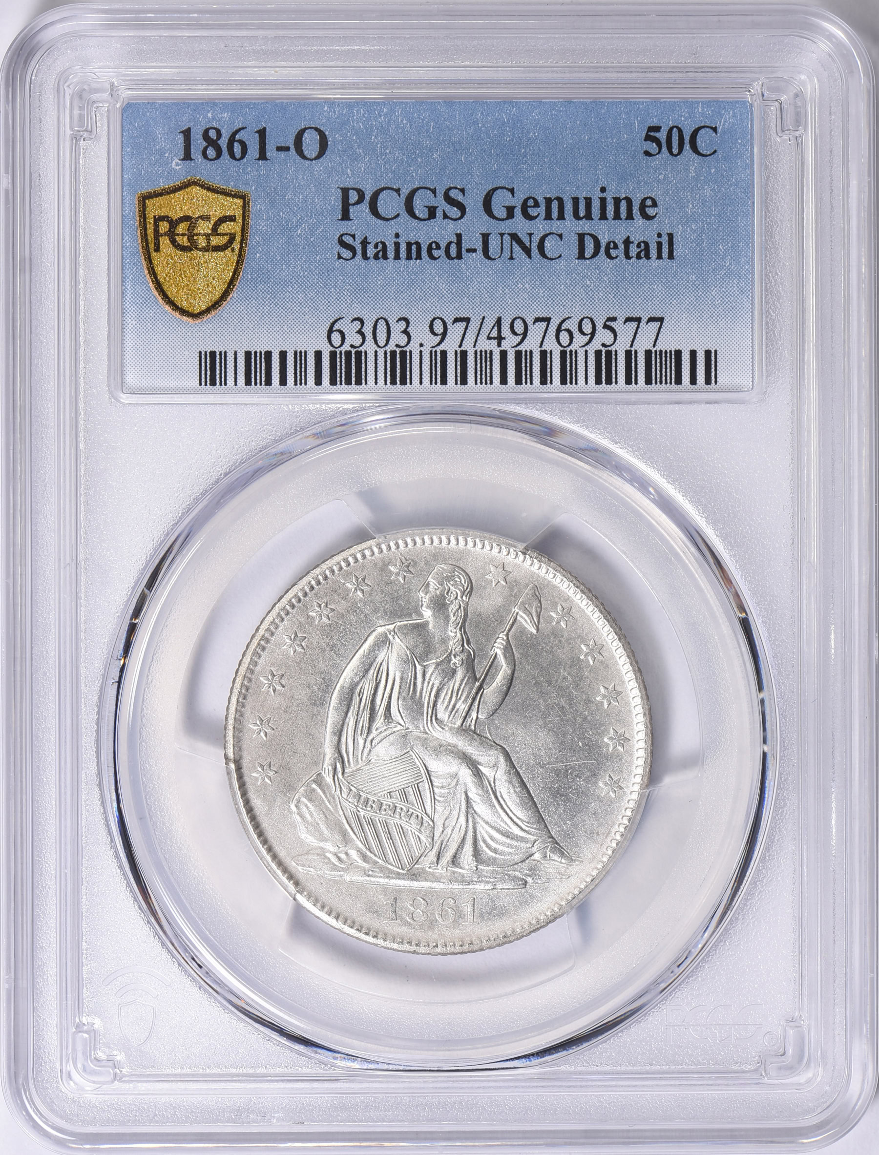 1861-O Seated Liberty Half Dollar PCGS Genuine Unc Details (Item 1675234) | GreatCollections ...