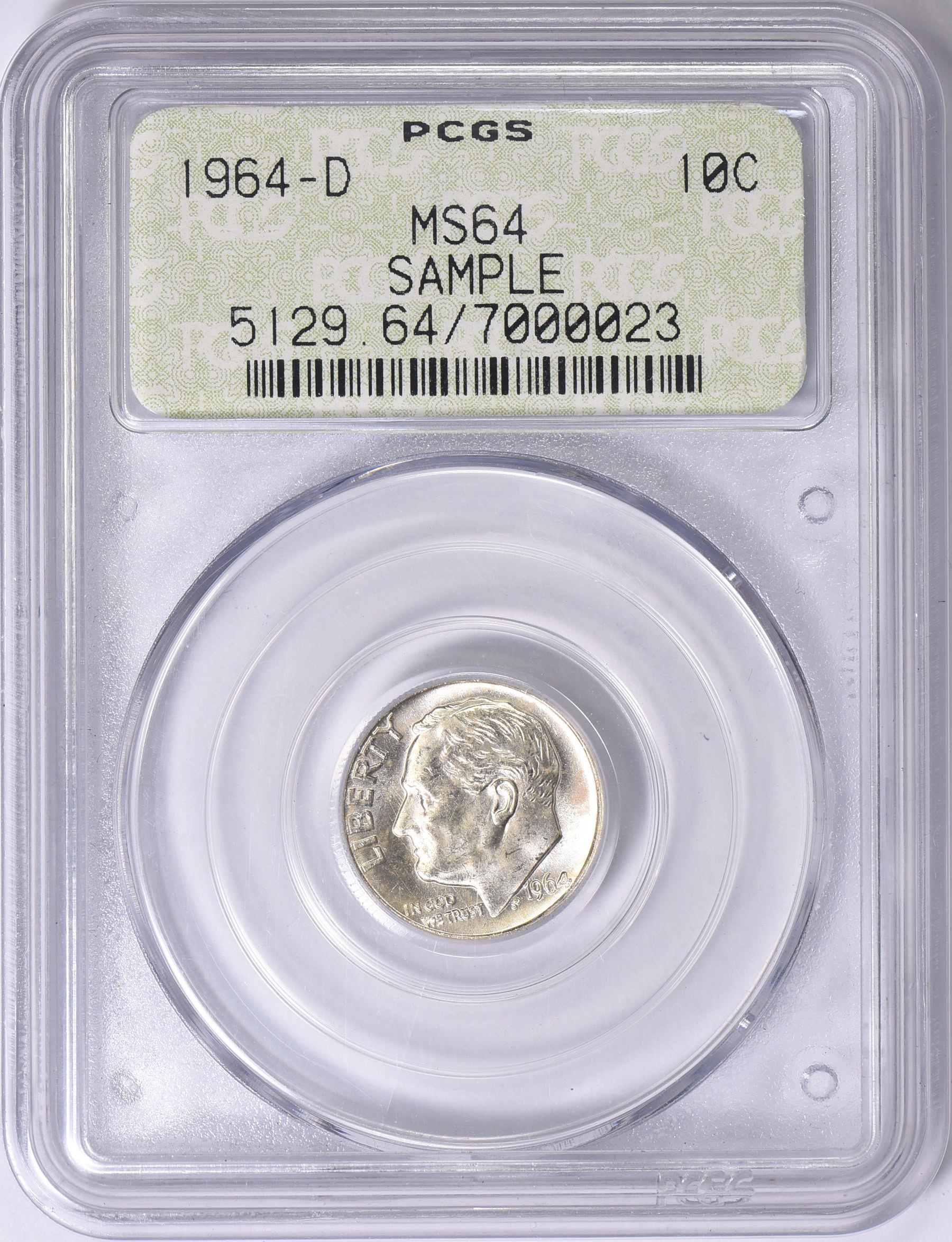 1964-D Roosevelt Dime PCGS MS-64 OGH (Doily) (Sample Slab, Different ...