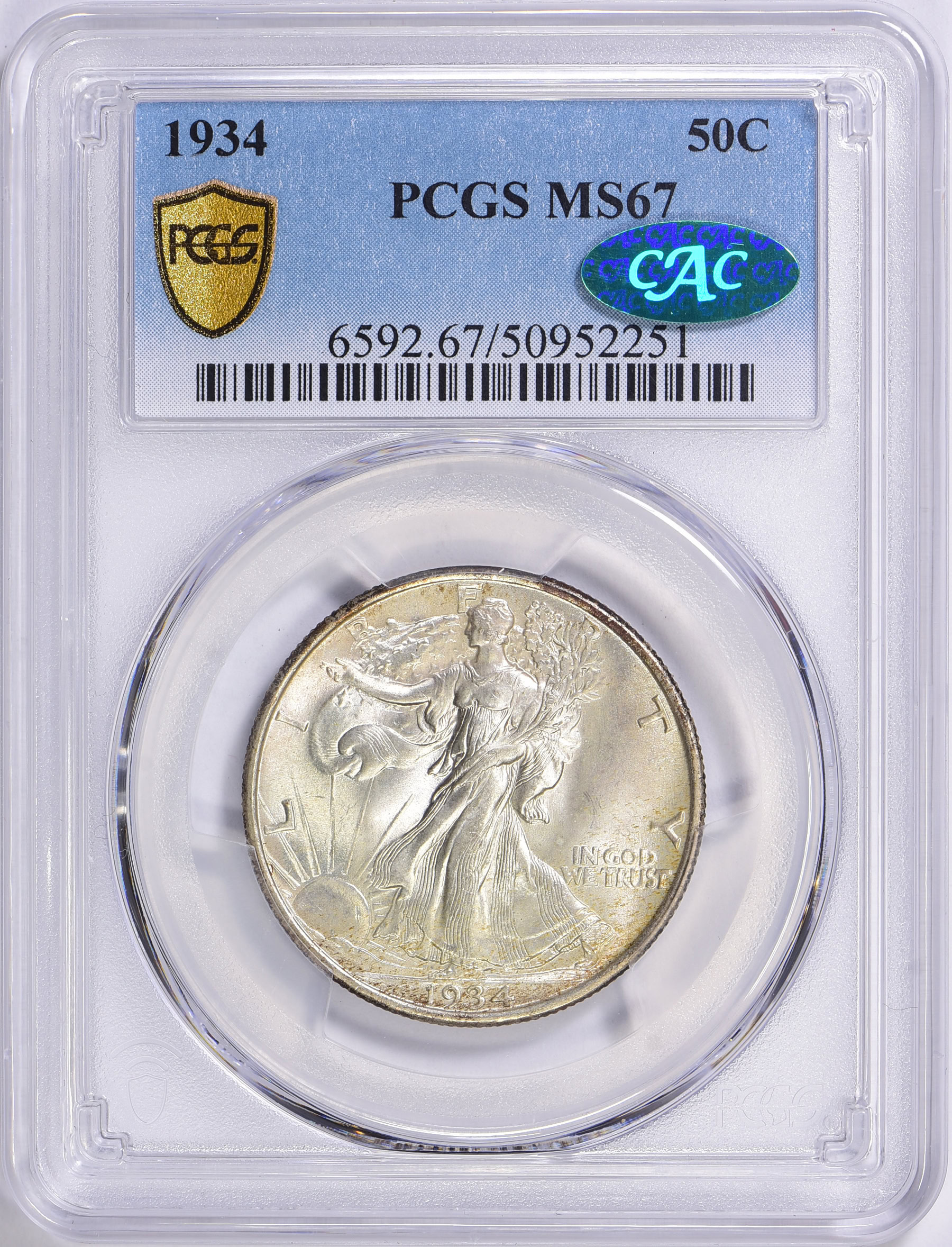 1934 Walking Liberty Half Dollar PCGS MS-67 (CAC Green) (Item 1675350) | GreatCollections Coin ...