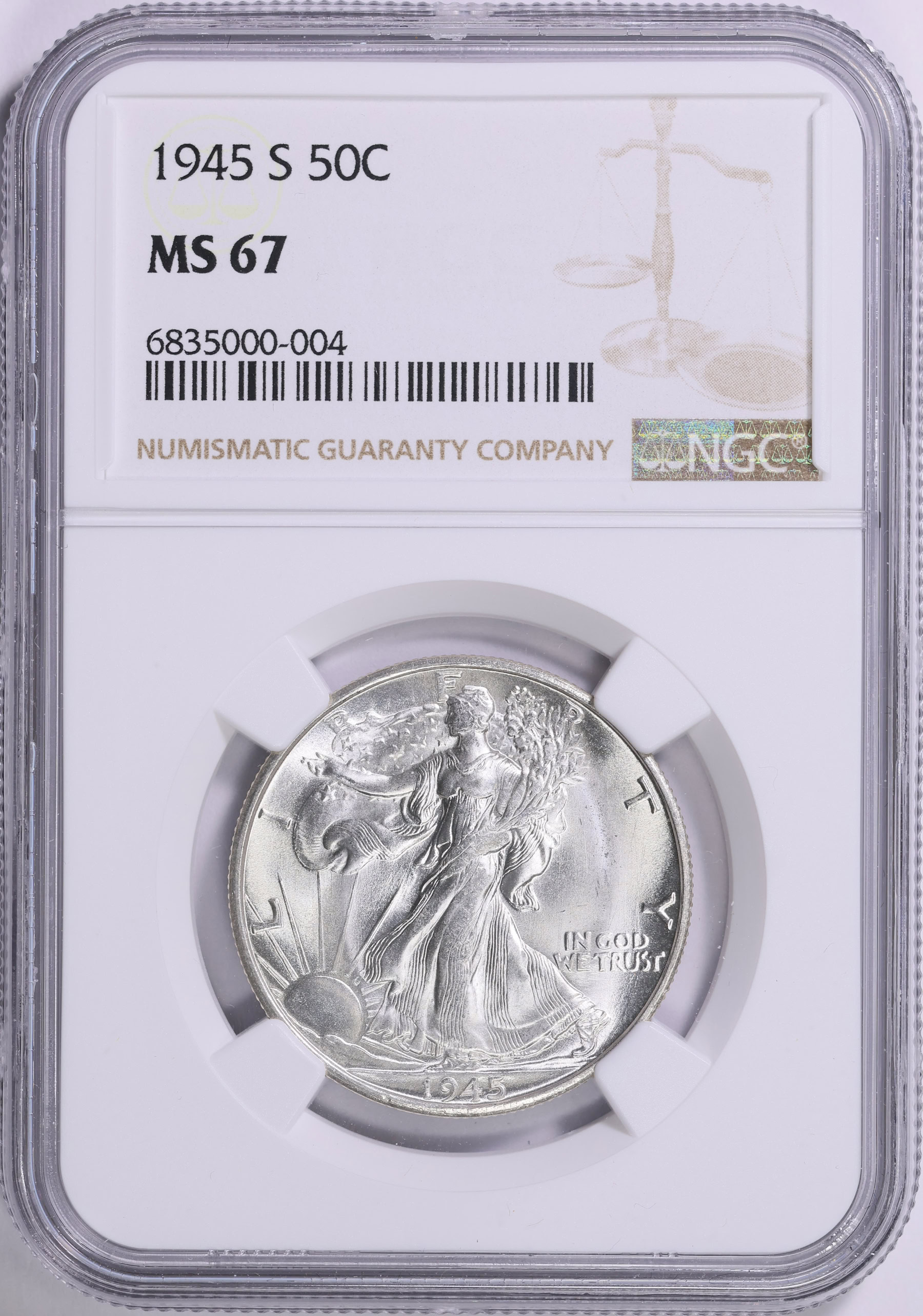 1945-S Walking Liberty Half Dollar NGC MS-67 (Item 1675354) | GreatCollections Coin Auctions