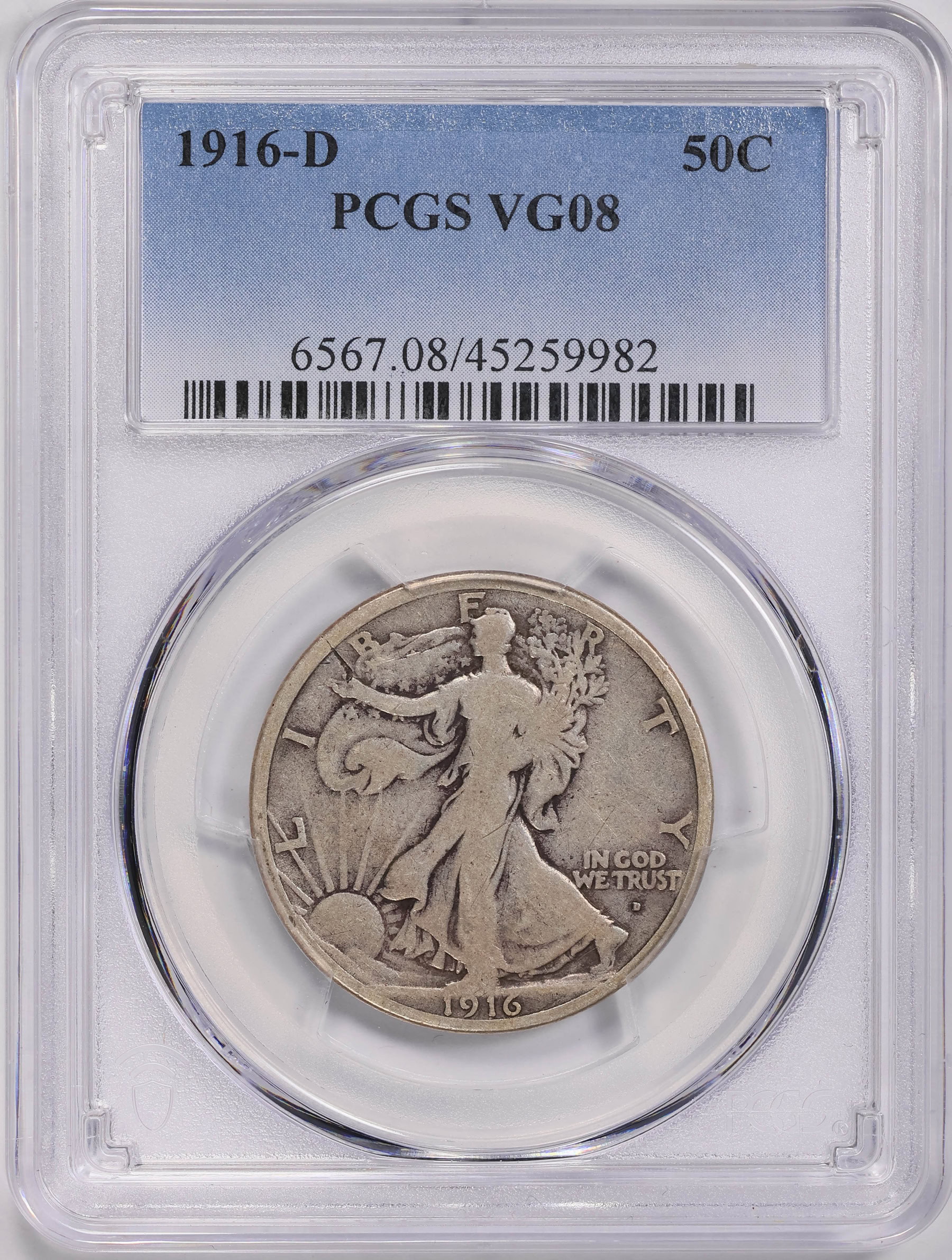 1916-D Walking Liberty Half Dollar PCGS VG-08 (Item 1675399 ...