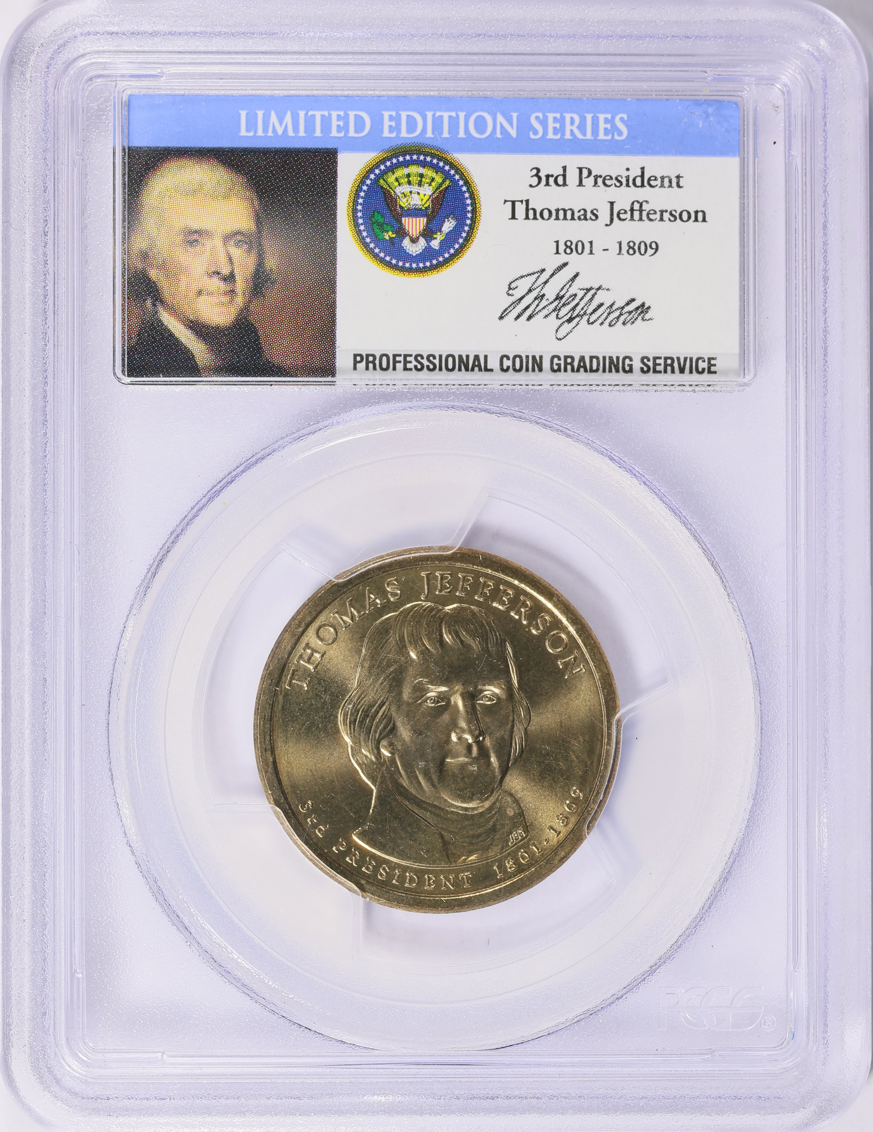 Mint Error (2007) Presidential Dollar Thomas Jefferson Missing Edge ...