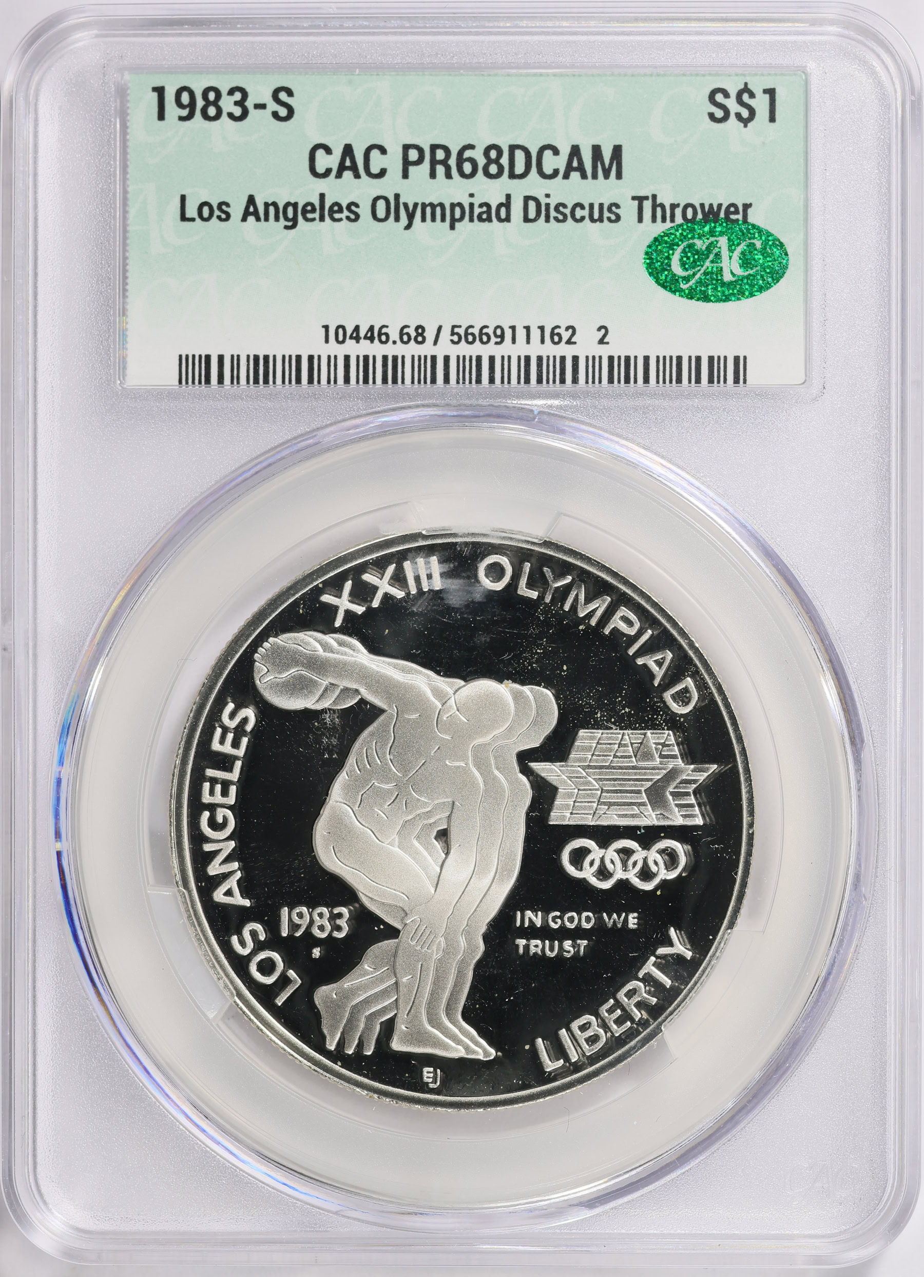 1983-S Los Angeles XXIII Olympiad Discus Thrower Silver Dollar CACG Proof-68 DCAM (Item 1675751 ...