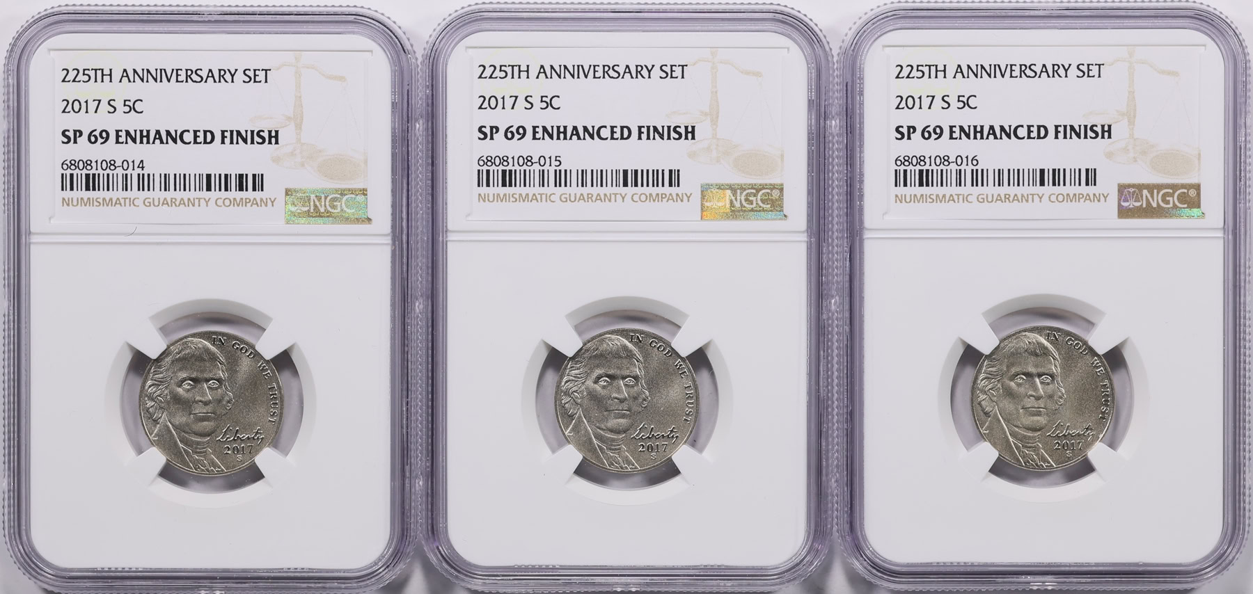 2017-S Jefferson Nickel From the Enhanced Uncirculated Set NGC SP-69 (3 ...