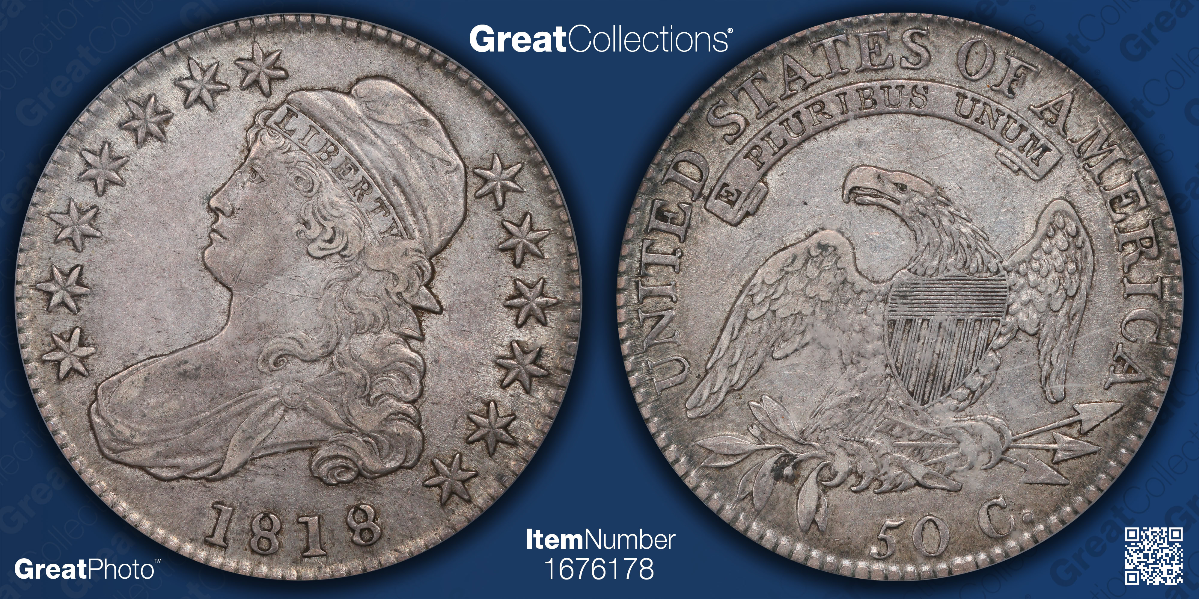 1818 Capped Bust Half Dollar ICG AU-50 (Item 1676178 ...