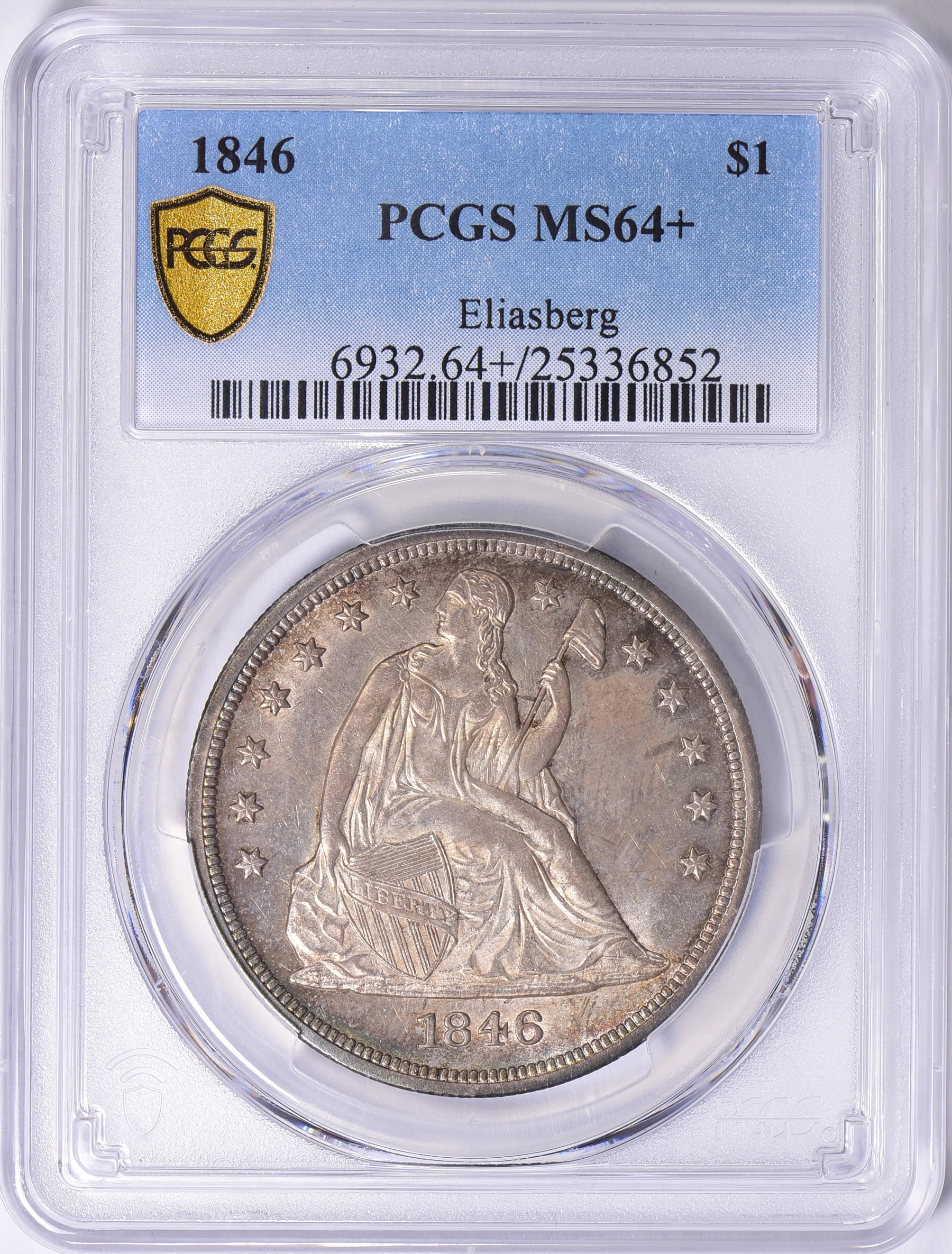 1846 Seated Liberty Silver Dollar PCGS MS-64+ (Toned) (Eliasberg ...