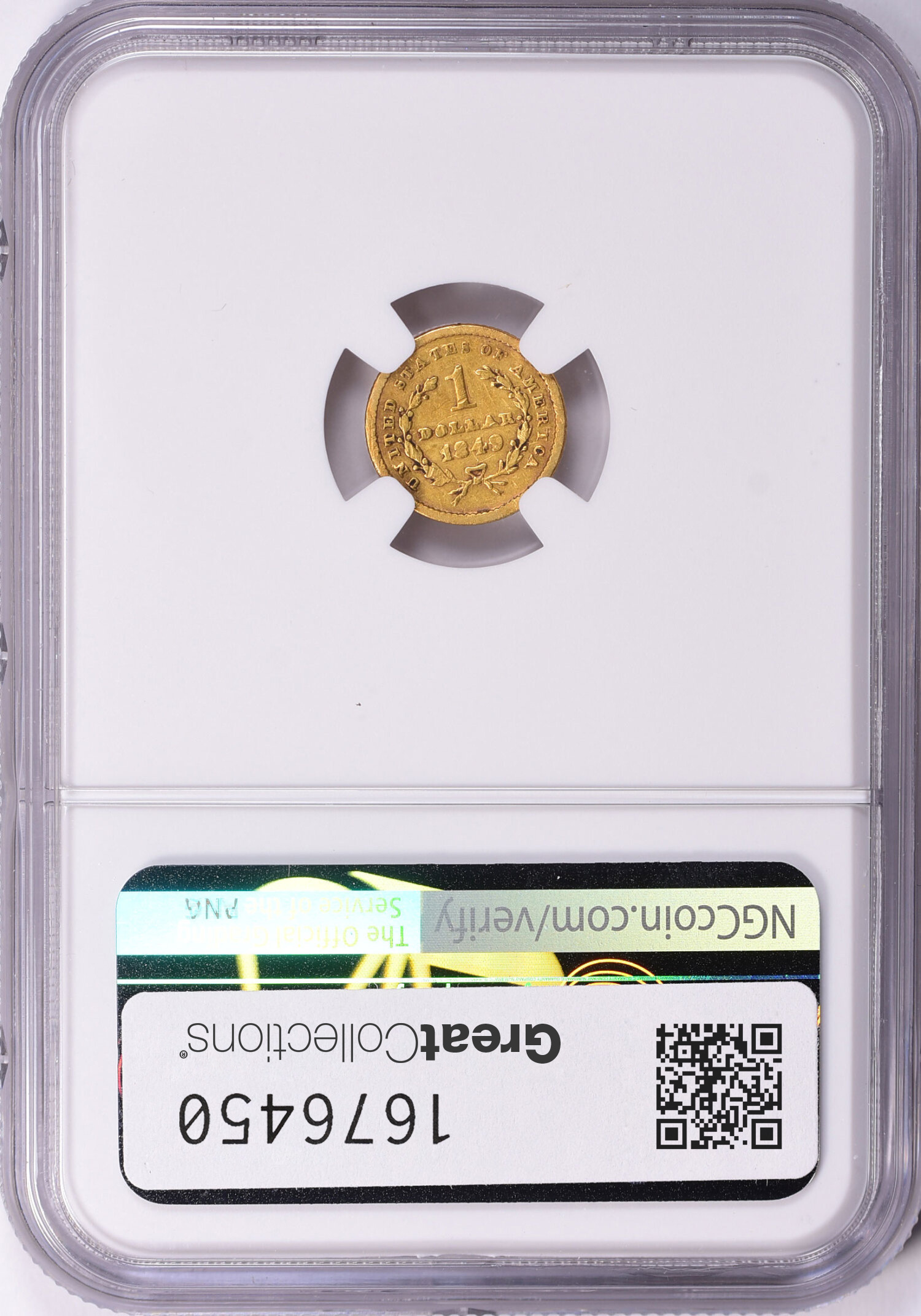 1849 Liberty Gold Dollar Closed Wreath NGC VF Details (M D Taylor ...