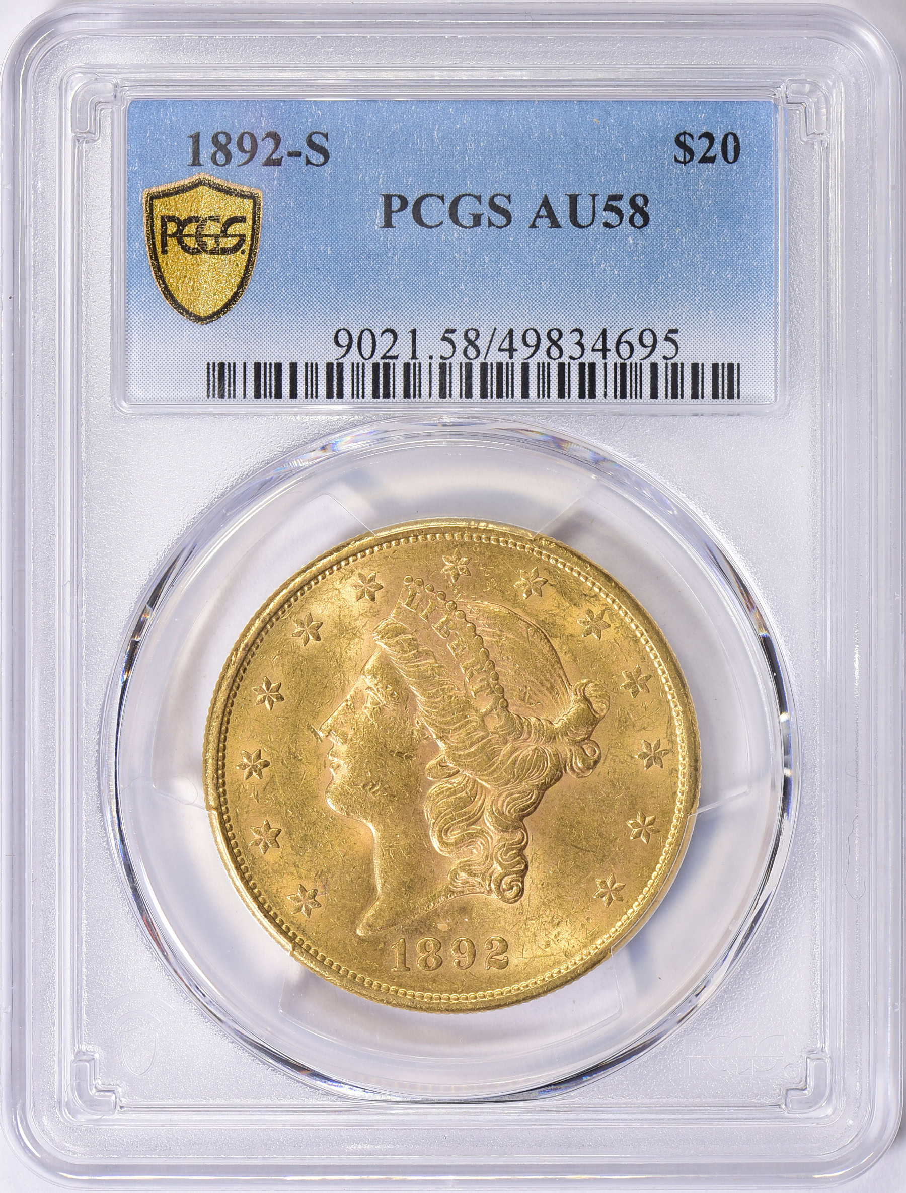 1892-S Liberty Gold Double Eagle PCGS AU-58 (Item 1676469) | GreatCollections Coin Auctions