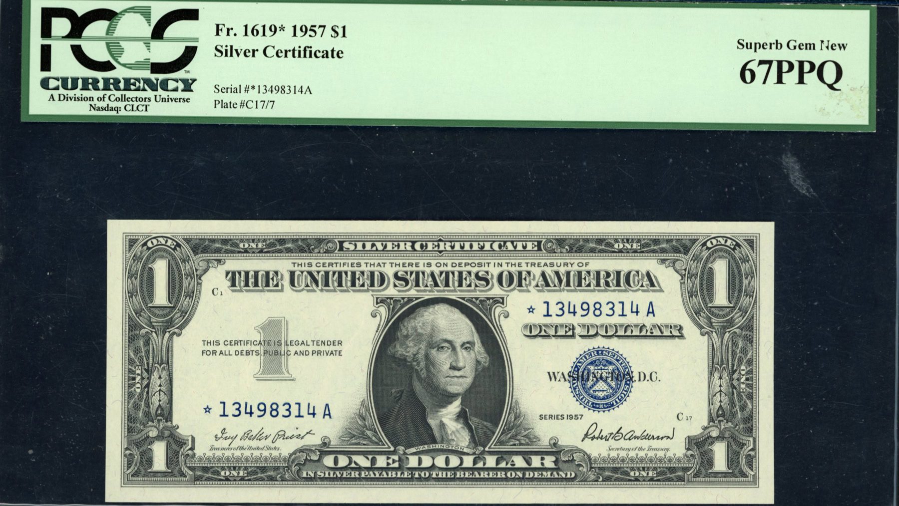 Fr. 1619* (*A Block) 1957 $1 Silver Certificate Star Note Priest ...