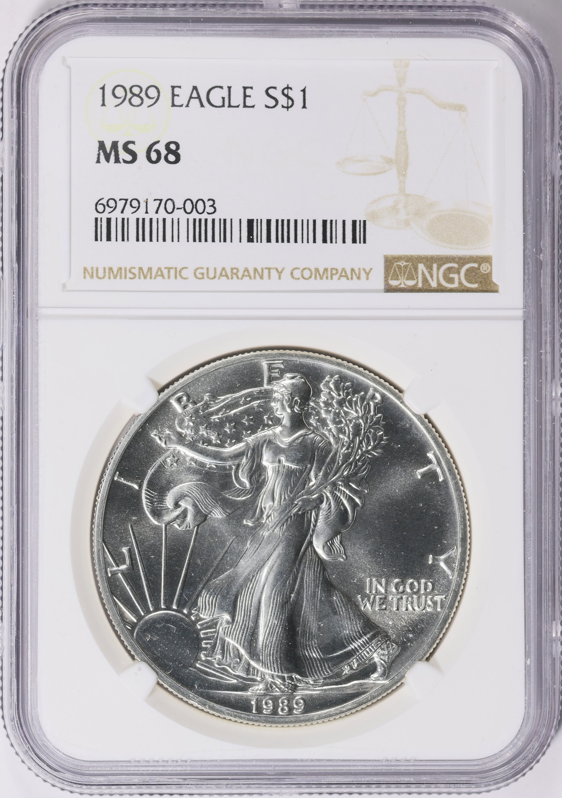 1989 $1 Silver Eagle NGC MS-68 (Item 1676664) | GreatCollections Coin ...