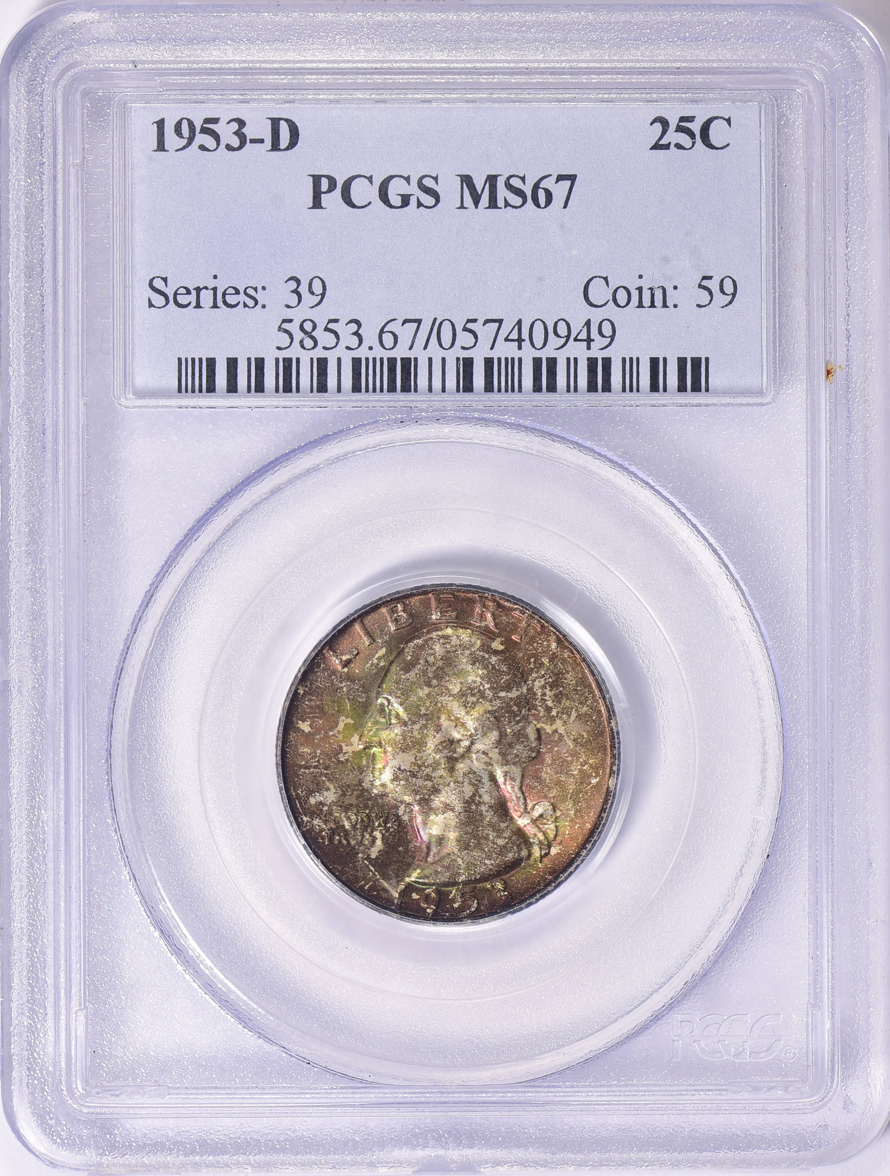 1953-D Washington Quarter PCGS MS-67 (Toned) (Item 1676721) | GreatCollections Coin Auctions