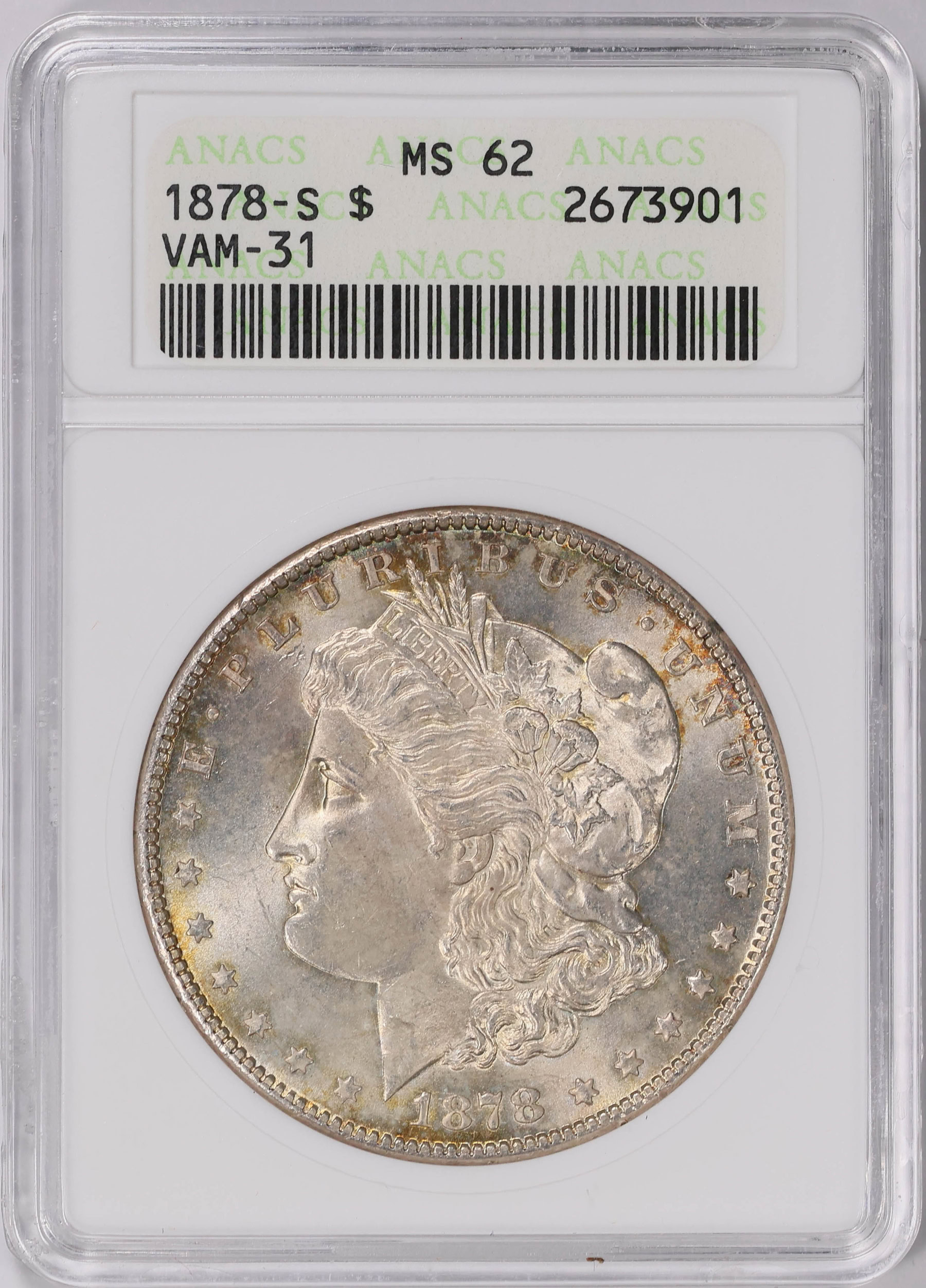 1878-S Morgan Silver Dollar VAM-31 ANACS MS-62 OH (Toned) (Item 1676890) | GreatCollections Coin ...