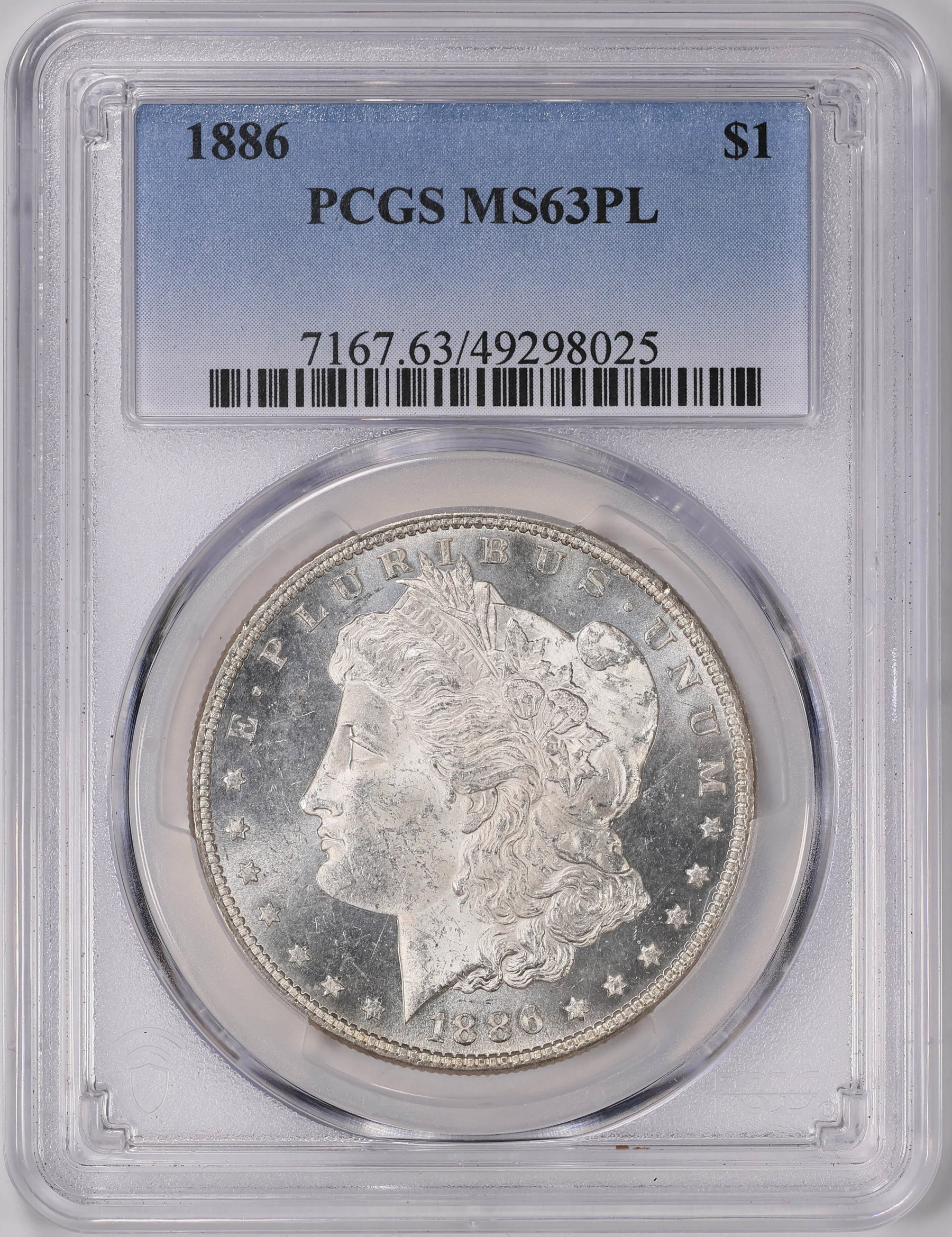 1886 Morgan Silver Dollar PCGS MS-63 PL (Item 1676964) | GreatCollections Coin Auctions