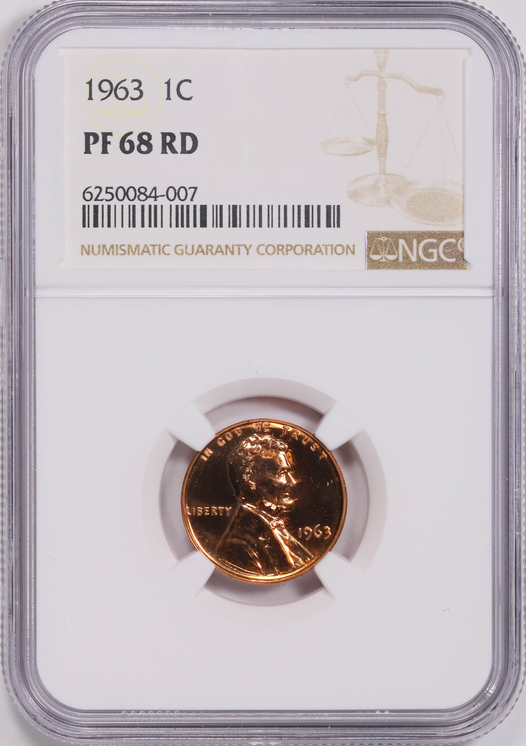 1963 Lincoln Cent NGC Proof-68 RD (Item 1677045) | GreatCollections ...