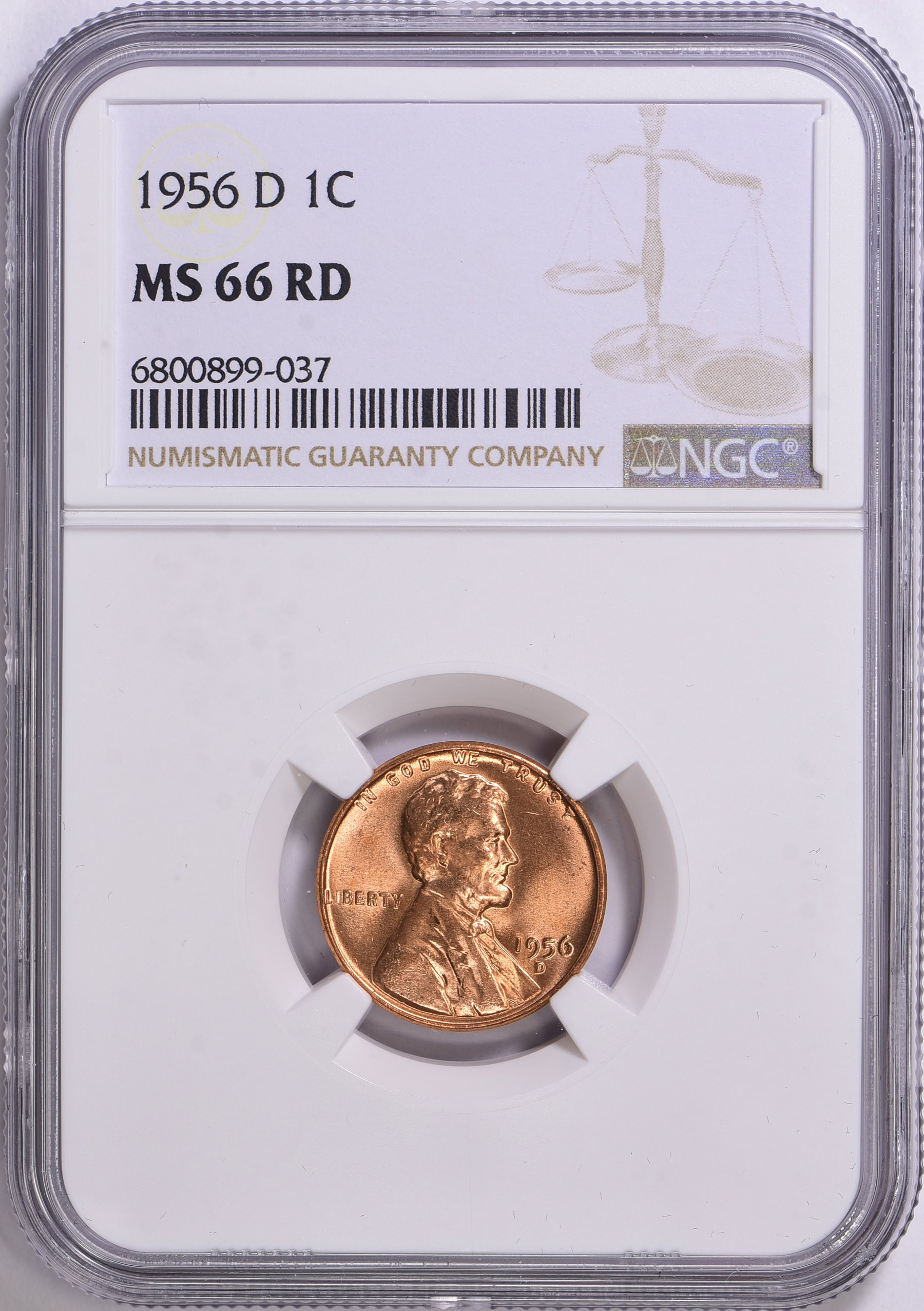 1956-D Lincoln Cent NGC MS-66 RD (Item 1677067) | GreatCollections Coin Auctions