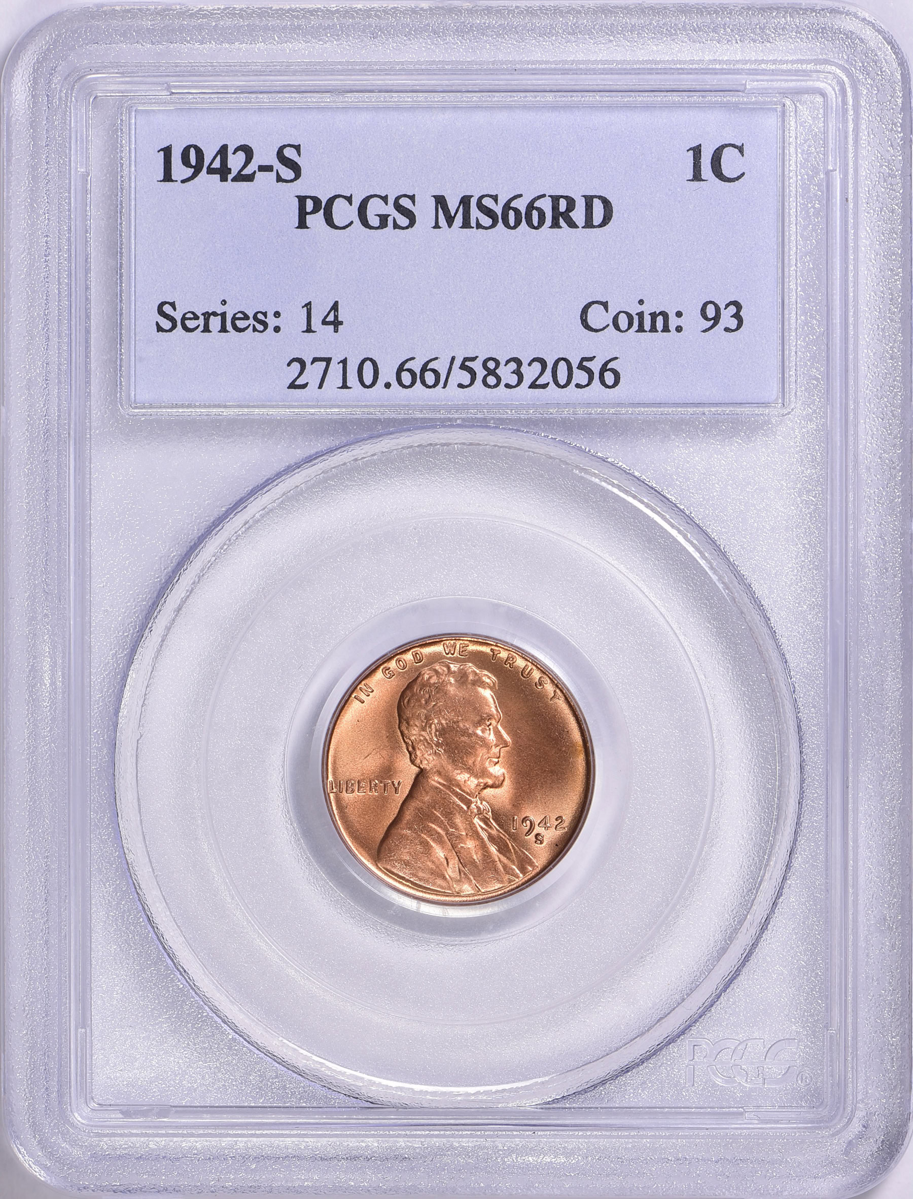 1942-S Lincoln Cent PCGS MS-66 RD (Item 1677151) | GreatCollections Coin Auctions