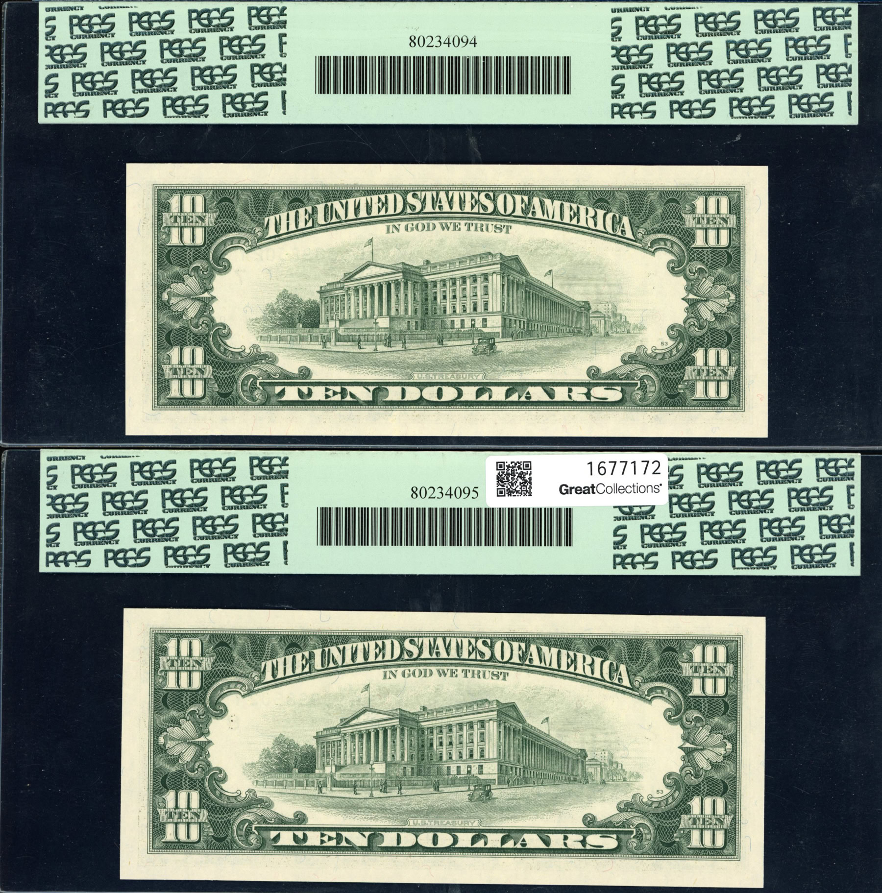 Fr. 2031-G/H (G/HY Blocks) 1995 $10 Federal Reserve Notes With Matching ...