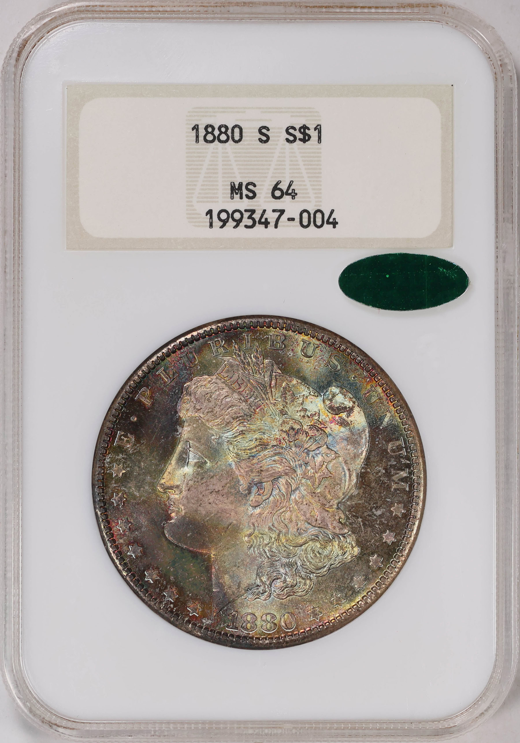 1880-S Morgan Silver Dollar NGC MS-64 (CAC Green) OH (Toned) (Item 1677665) | GreatCollections ...